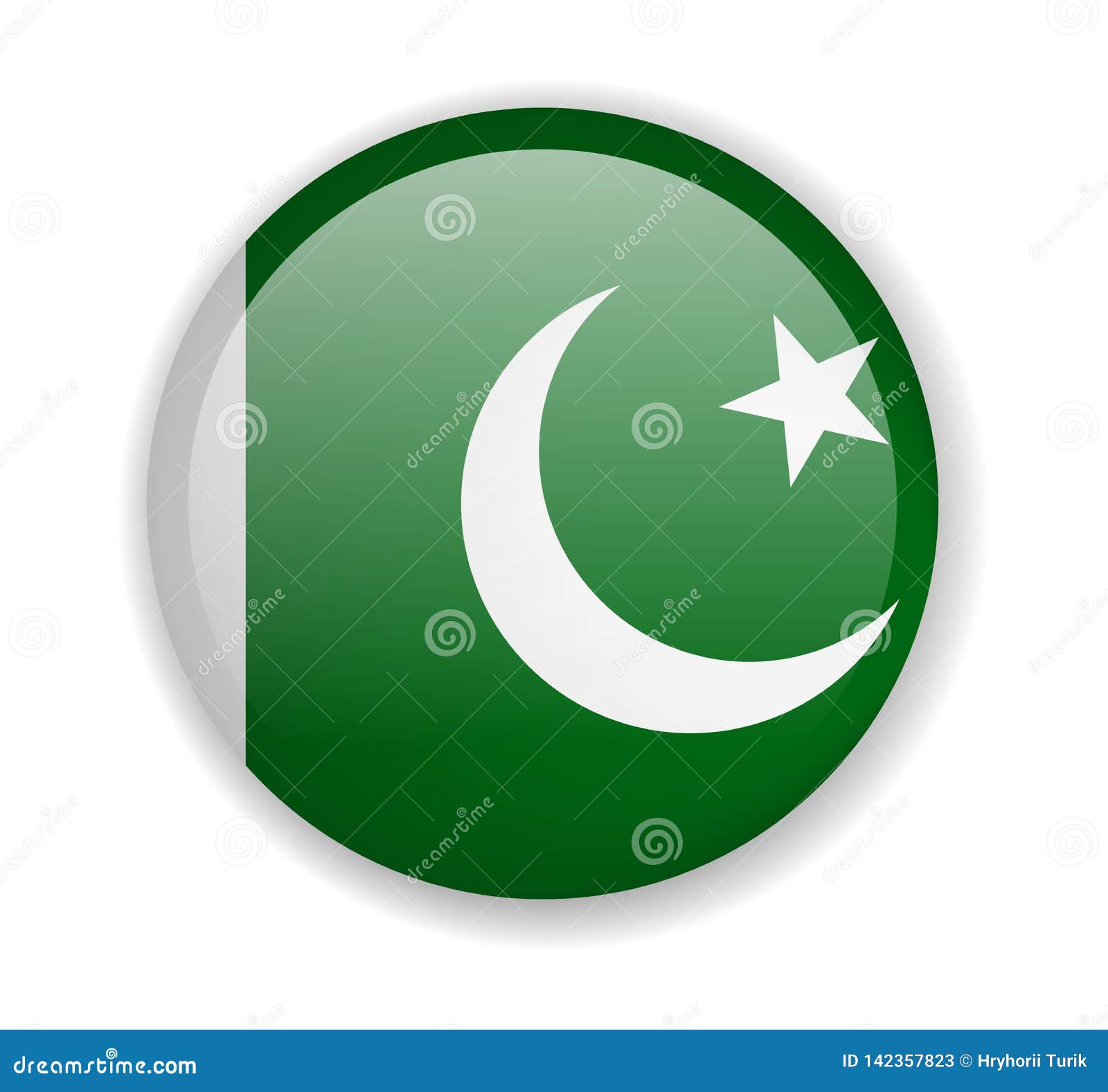 Pakistan Flag Round Bright Icon on a White Background Stock ...