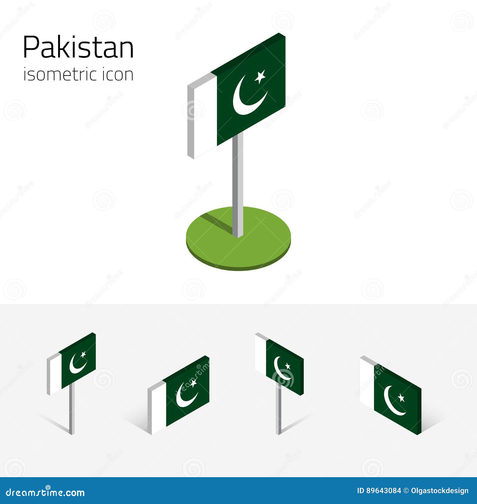 Pakistan Flag, Vector Set of 3D Isometric Flat Icons Stock Vector ...