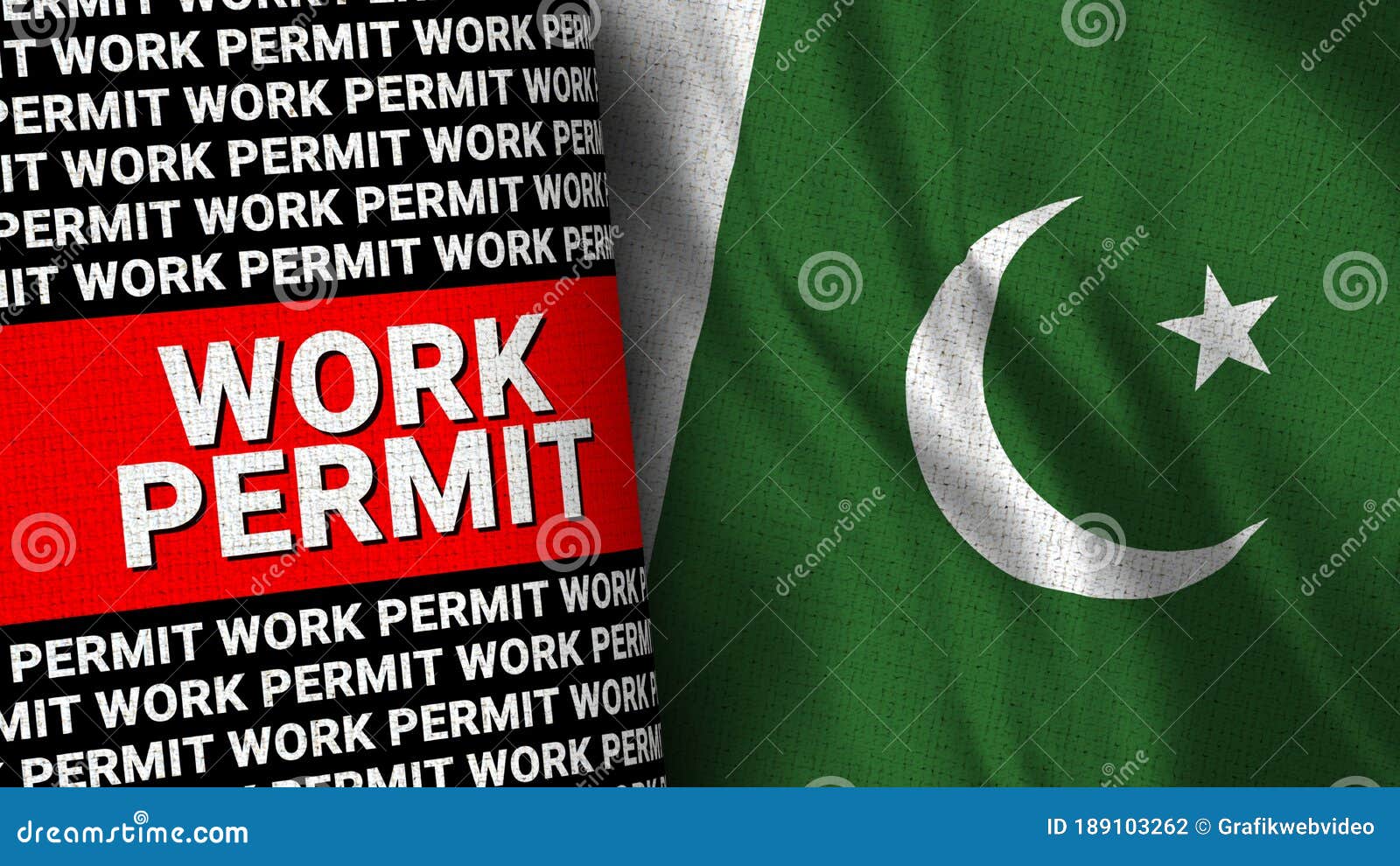 Pakistan Flag with Work Permit Title Stock Illustration - Illustration ...
