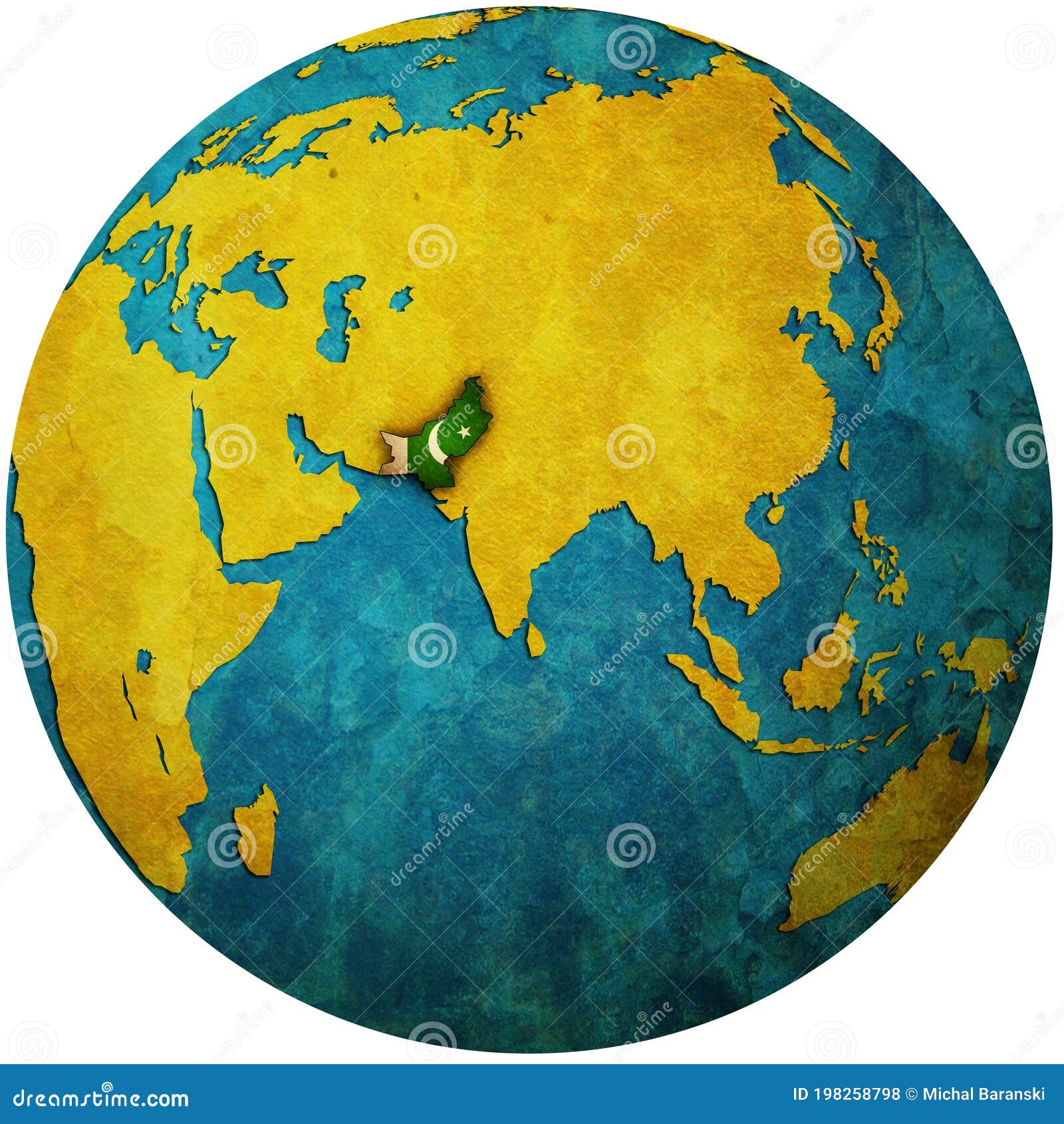 Pakistan on globe map stock illustration. Illustration of hemisphere ...