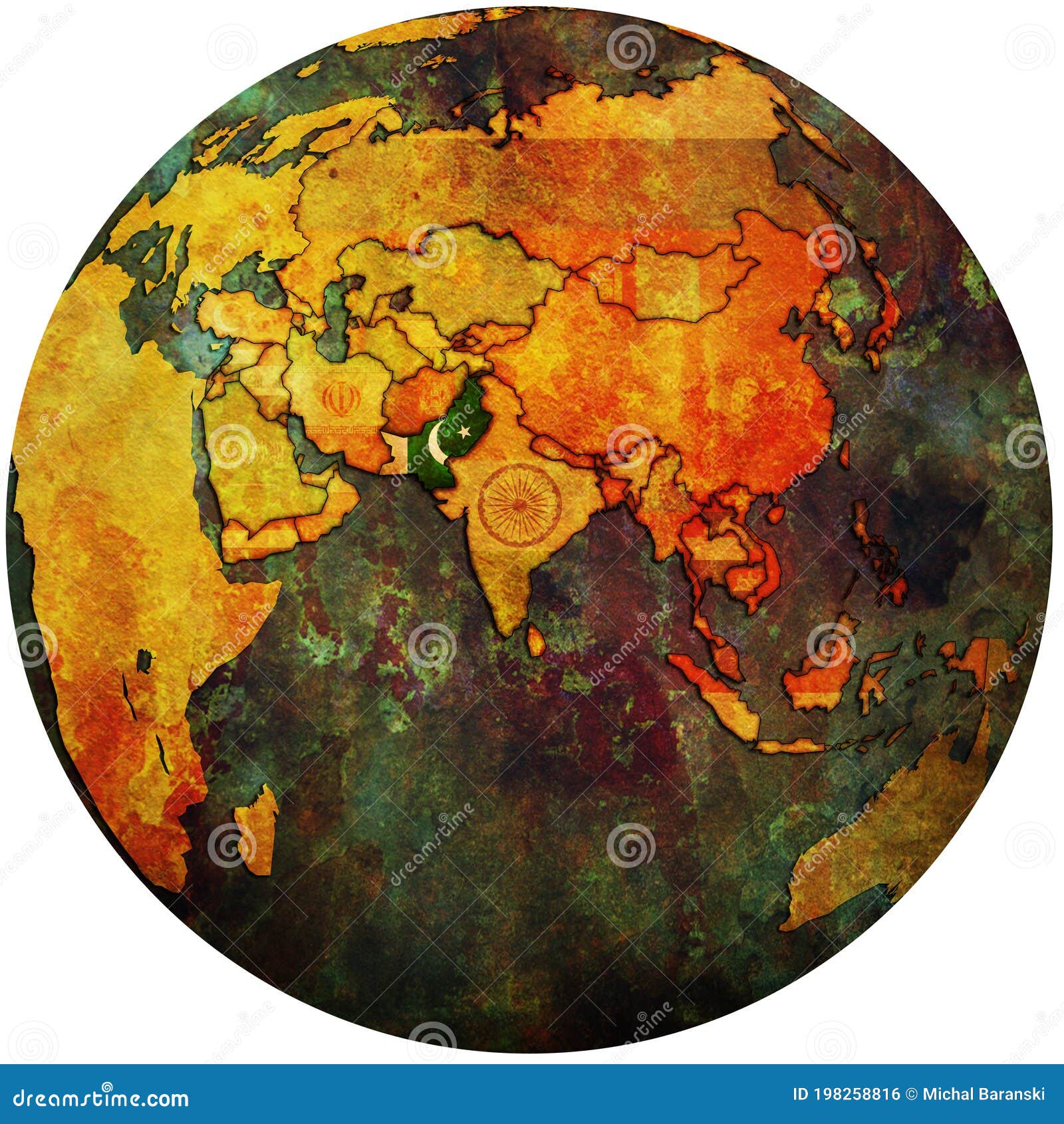 Pakistan on globe map stock illustration. Illustration of political ...