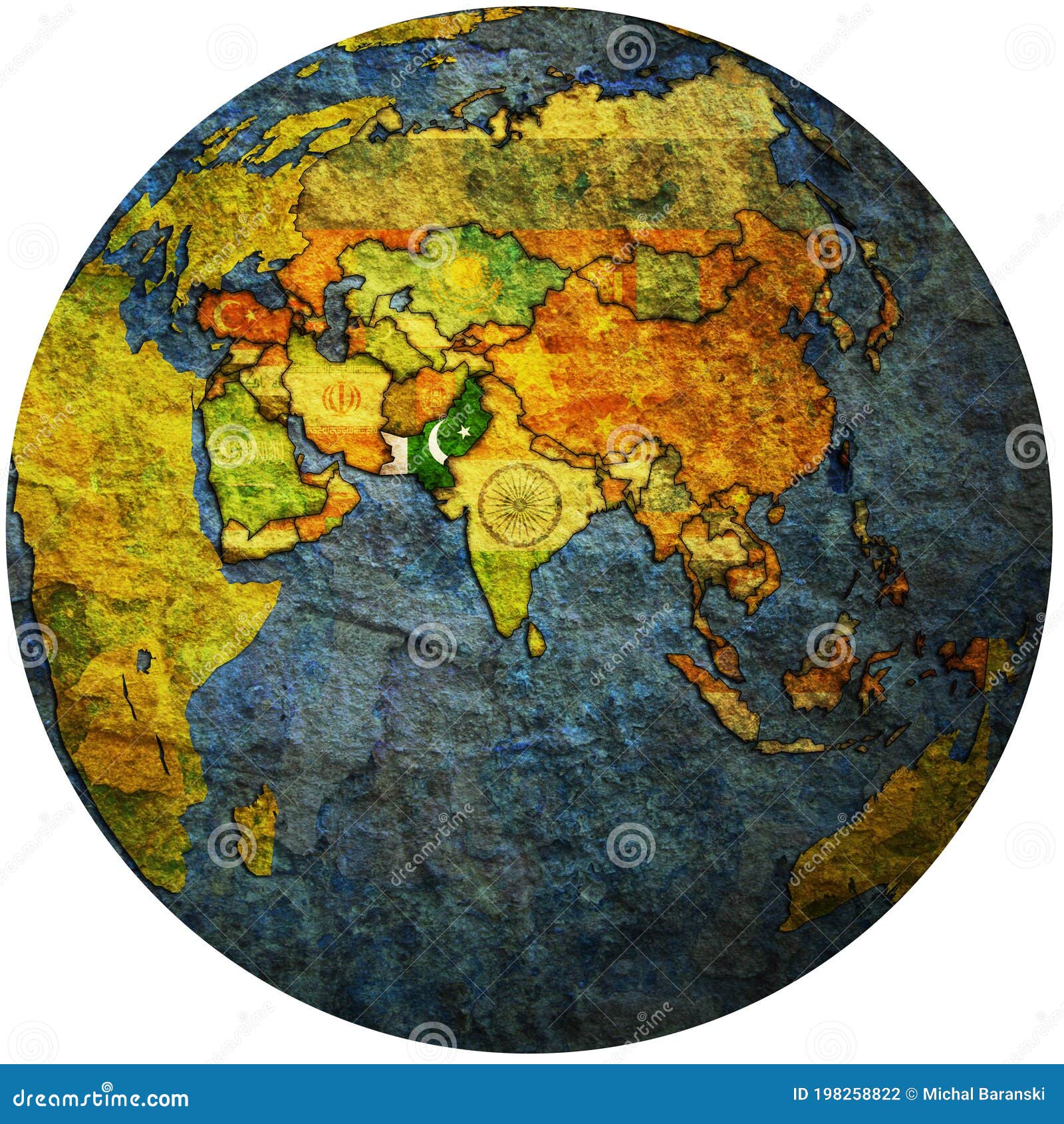 Pakistan on globe map stock illustration. Illustration of earth - 198258822
