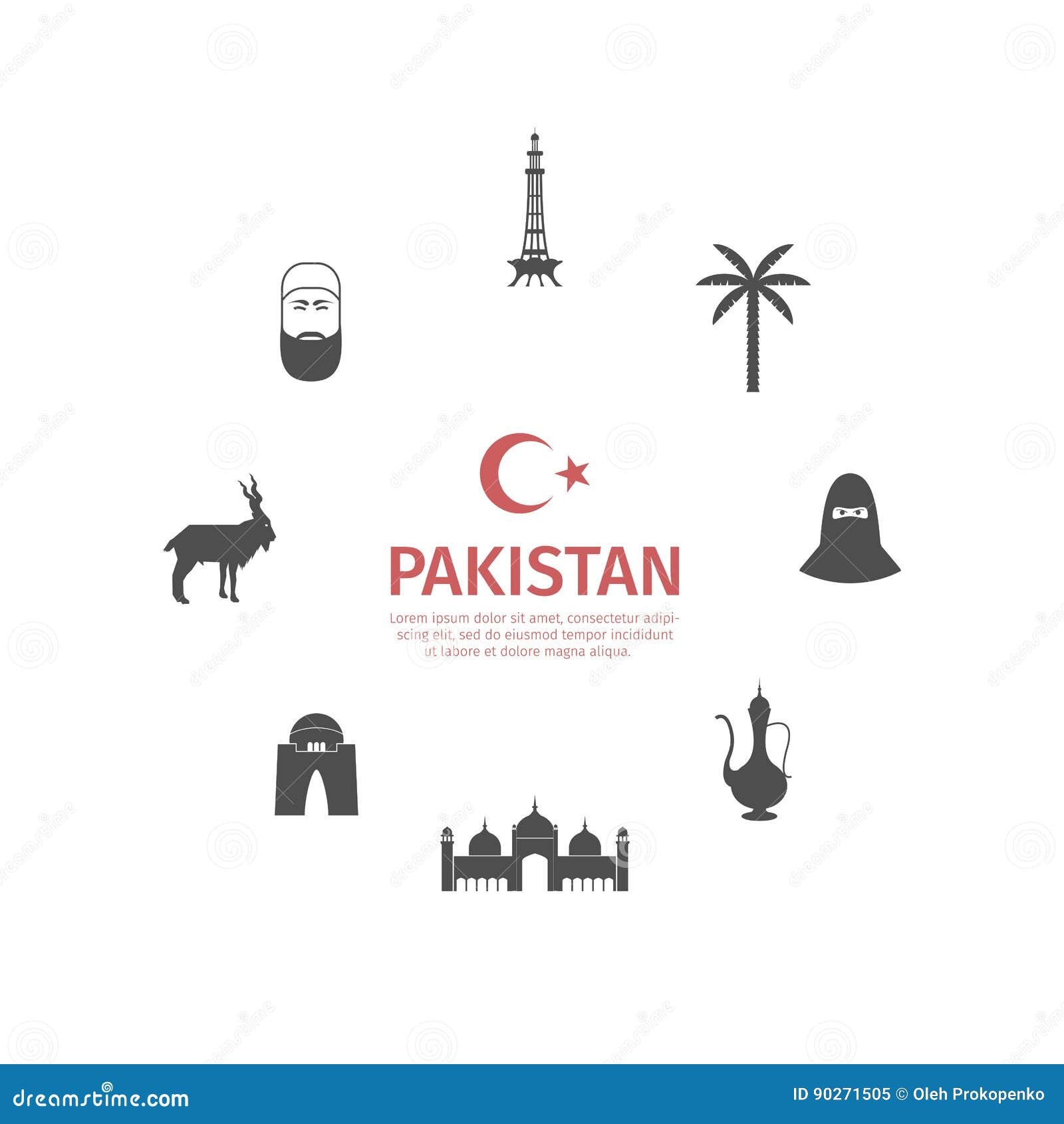 Pakistan. Icons Travel Set. Stock Illustration - Illustration of ...