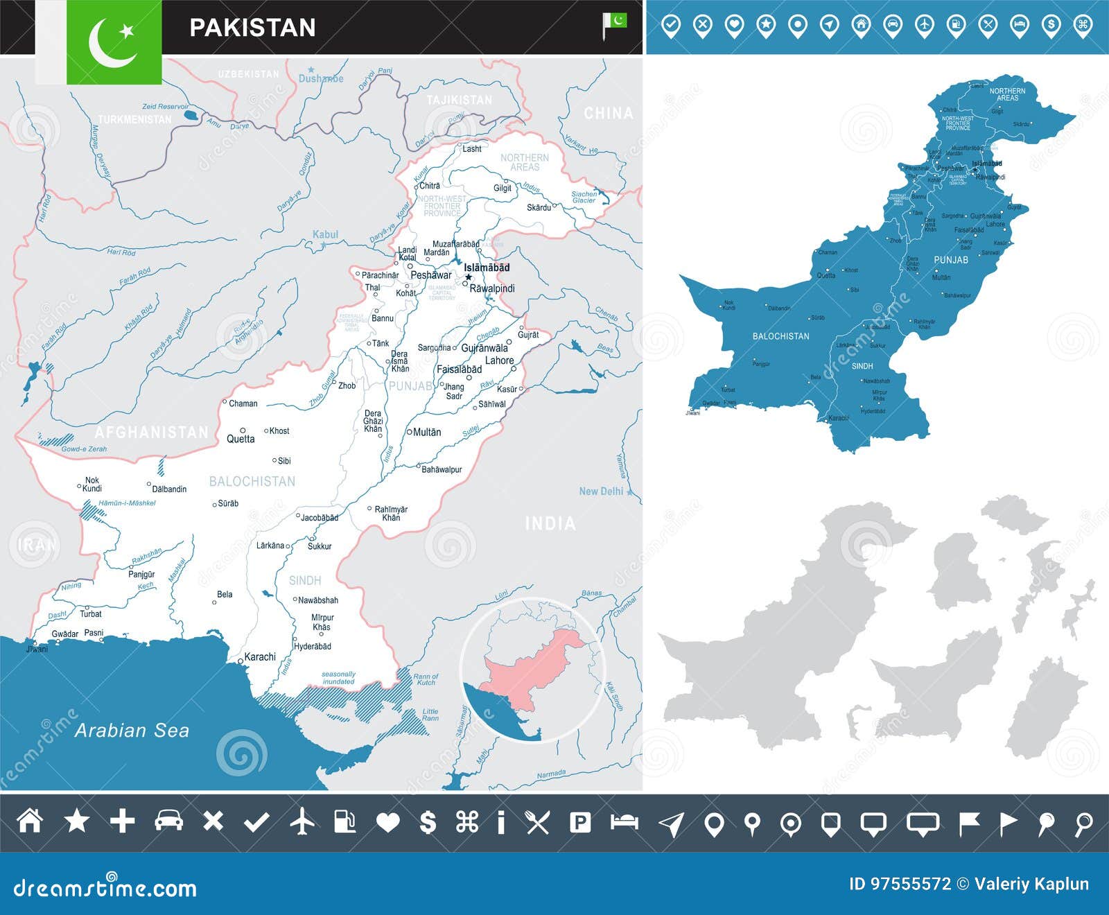 Pakistan - Infographic Map and Flag Illustration Stock Illustration ...