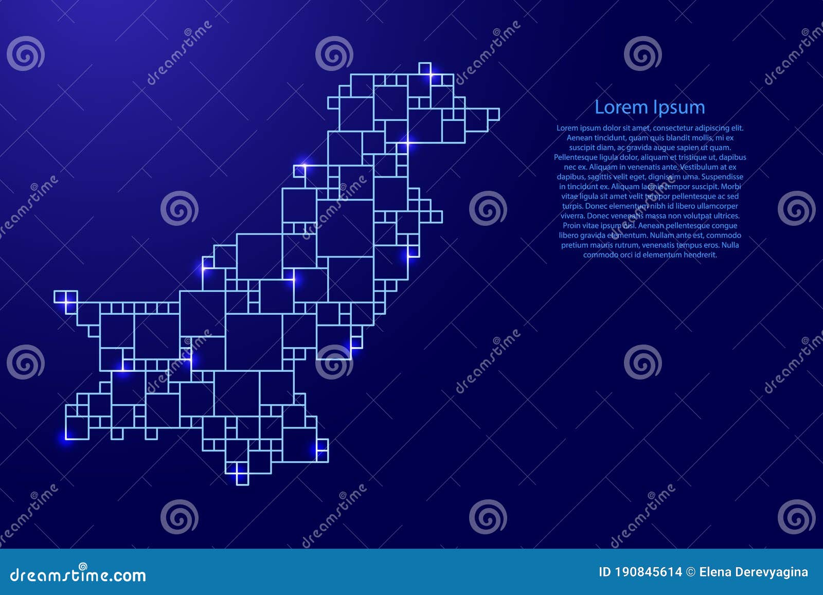 Pakistan Map from Blue Pattern from a Grid of Squares of Different ...