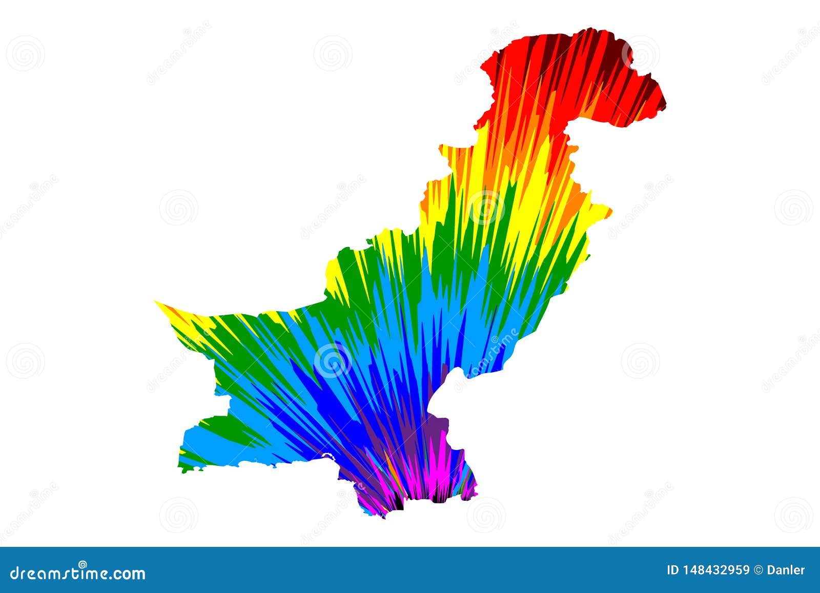 Pakistan - Map is Designed Rainbow Abstract Colorful Pattern, Islamic ...