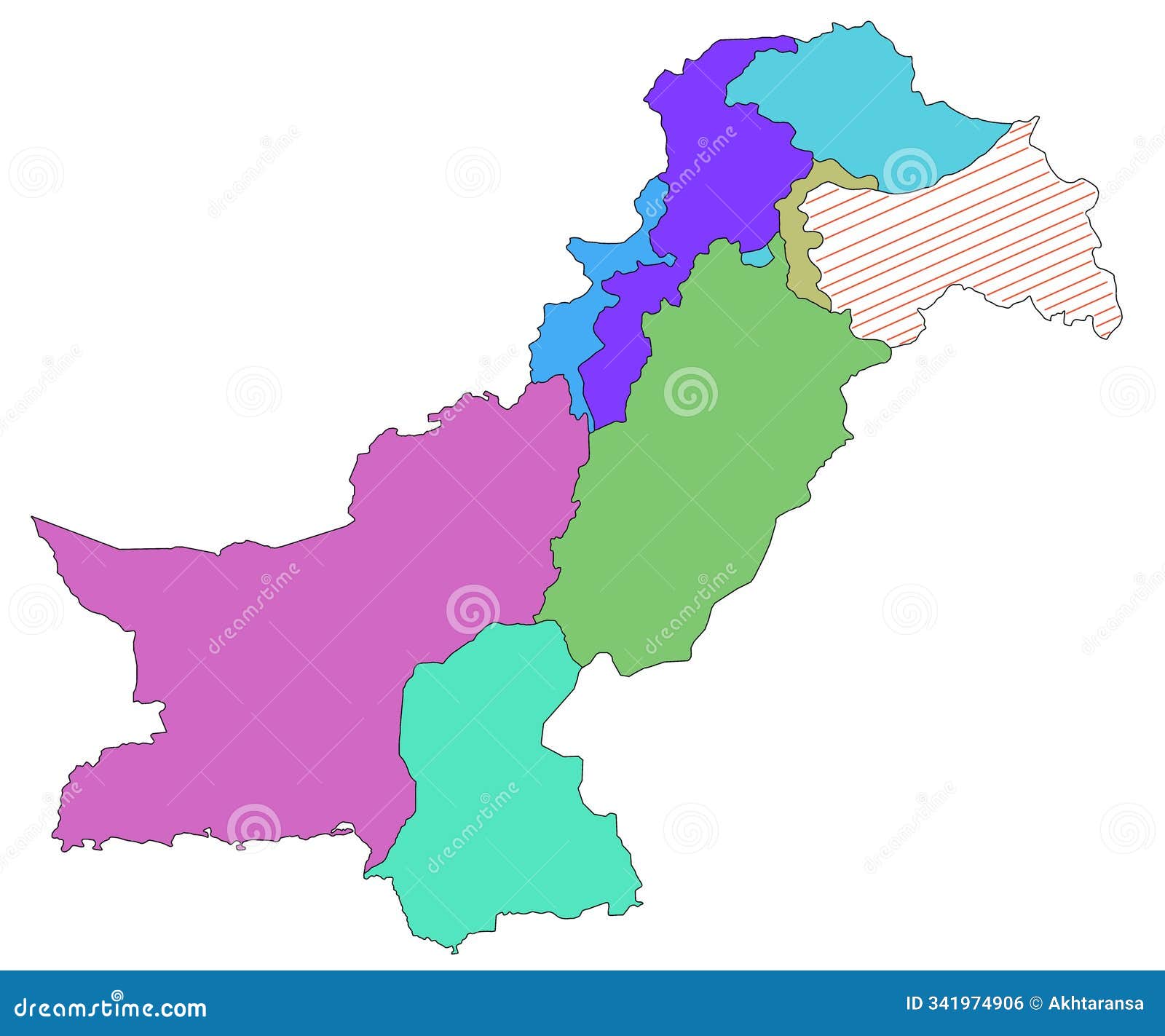Pakistan Map. Pakistan Light Colour Area Claimed But Not Controlled ...