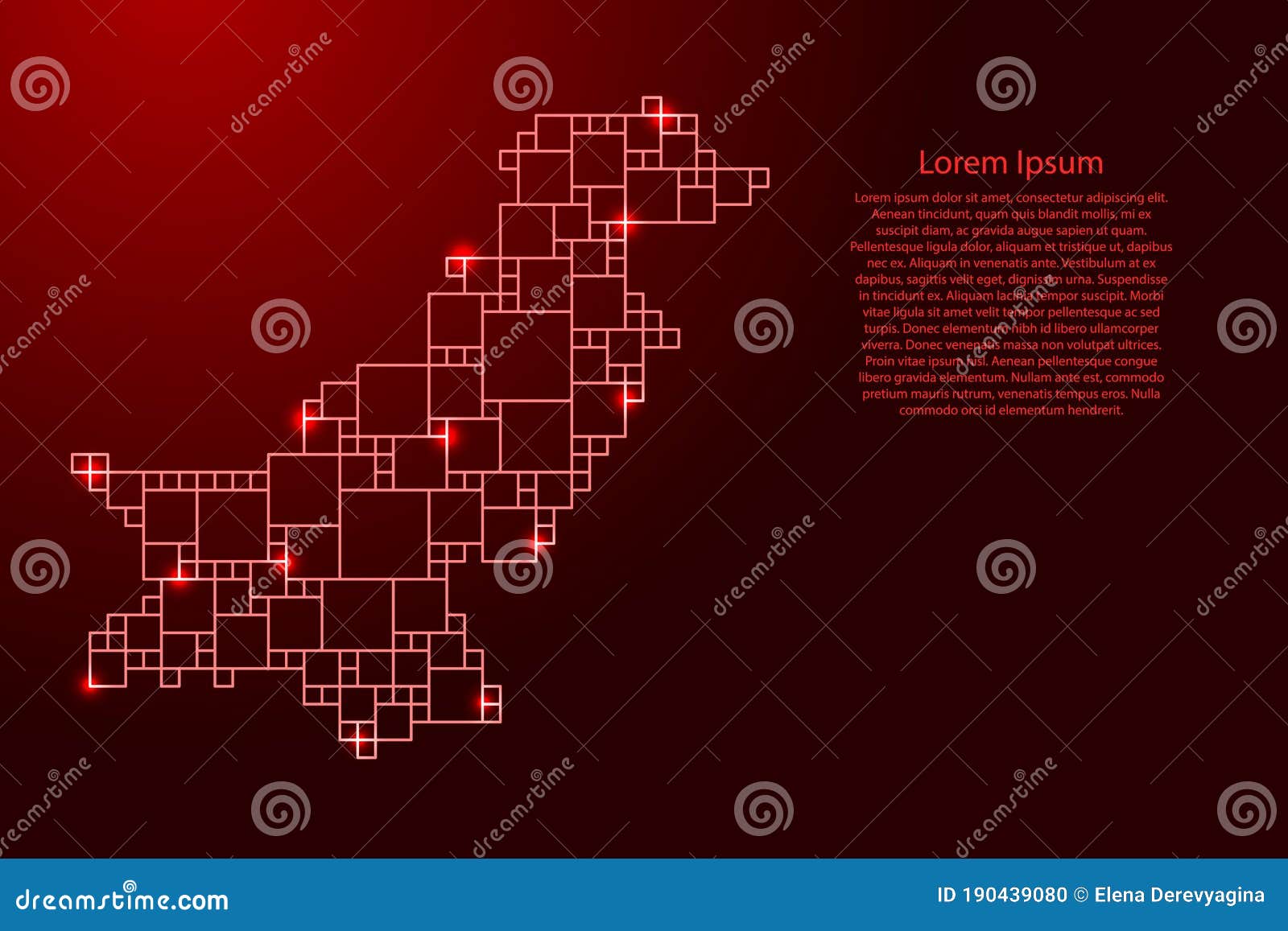 Pakistan Map from Red Pattern from a Grid of Squares of Different Sizes ...