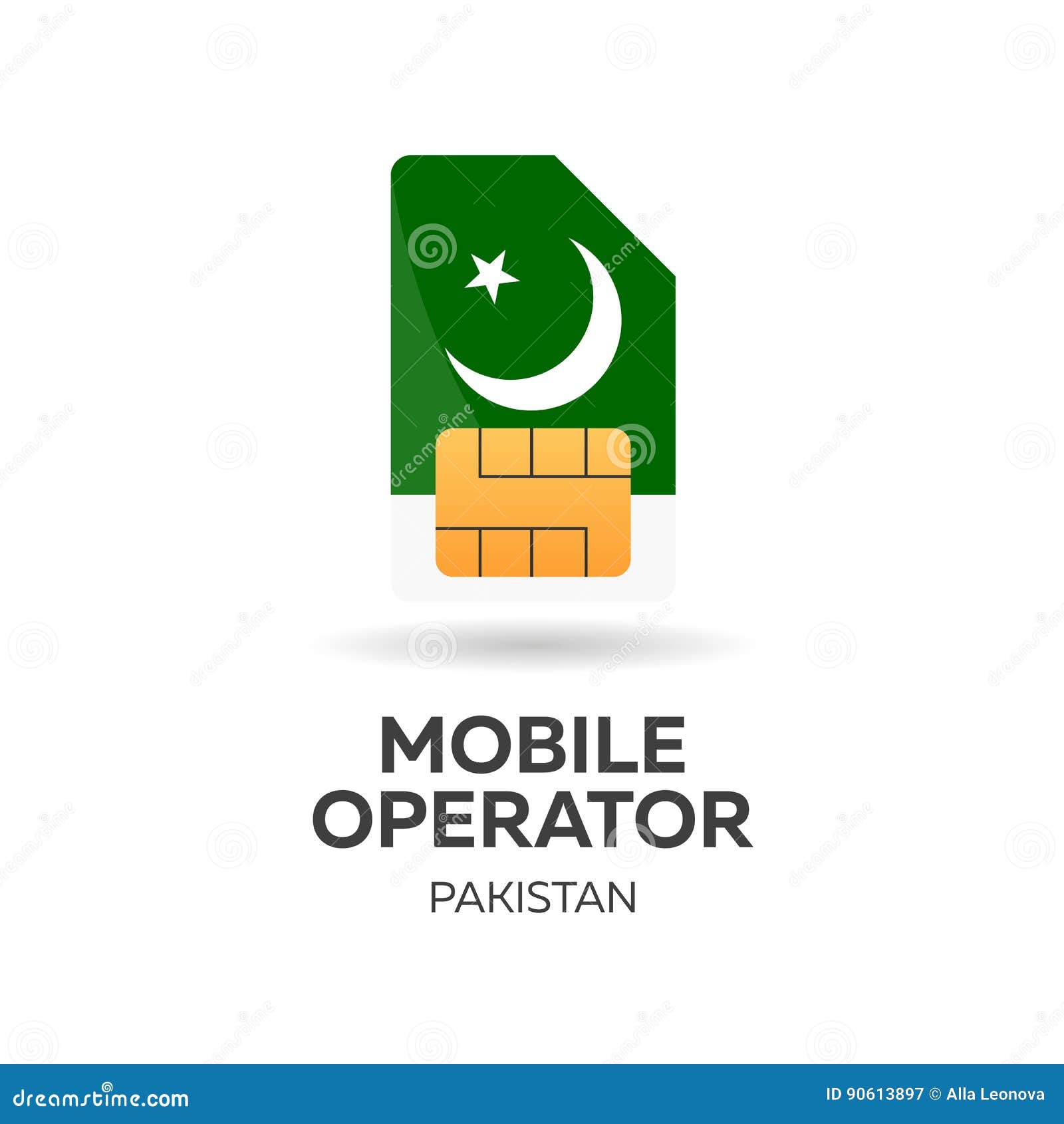 Pakistan Mobile Operator. SIM Card with Flag. Vector Illustration ...
