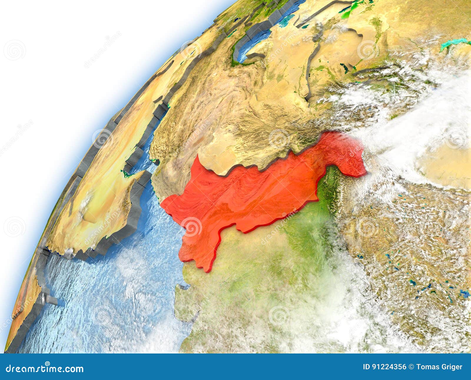 Pakistan on Model of Planet Earth Stock Illustration - Illustration of ...
