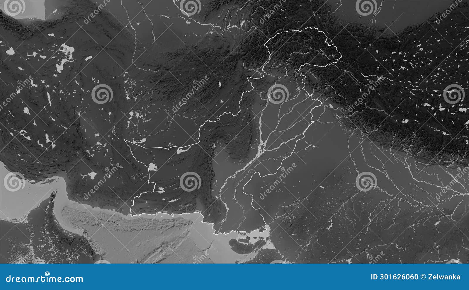Pakistan Outlined. Grayscale Stock Illustration - Illustration of ...