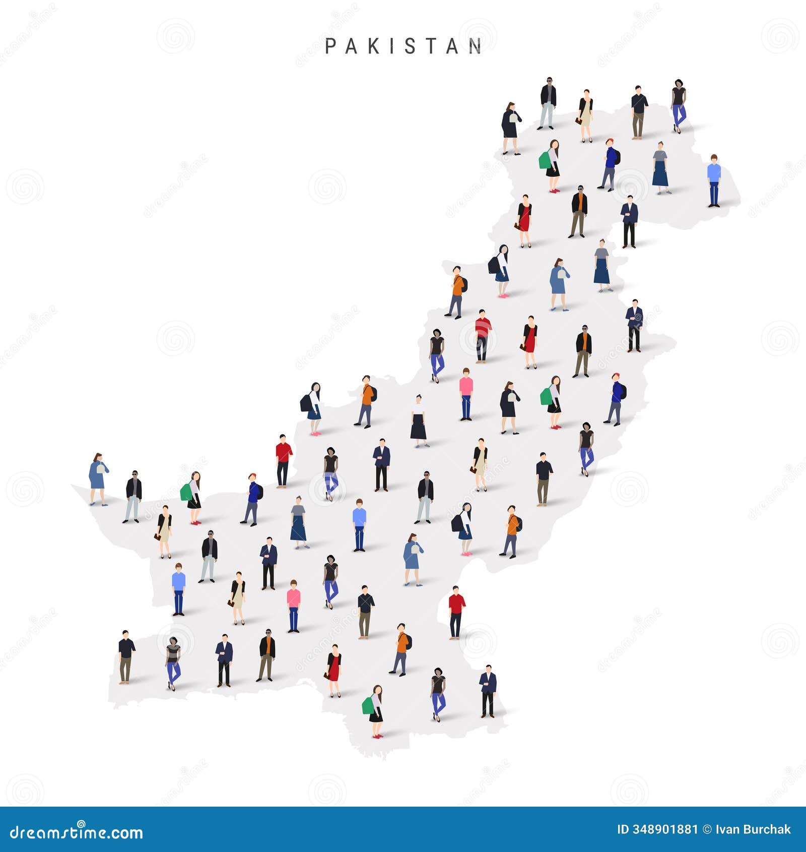 Pakistan Population Map. Large Group of People in a Shape of Pakistani ...