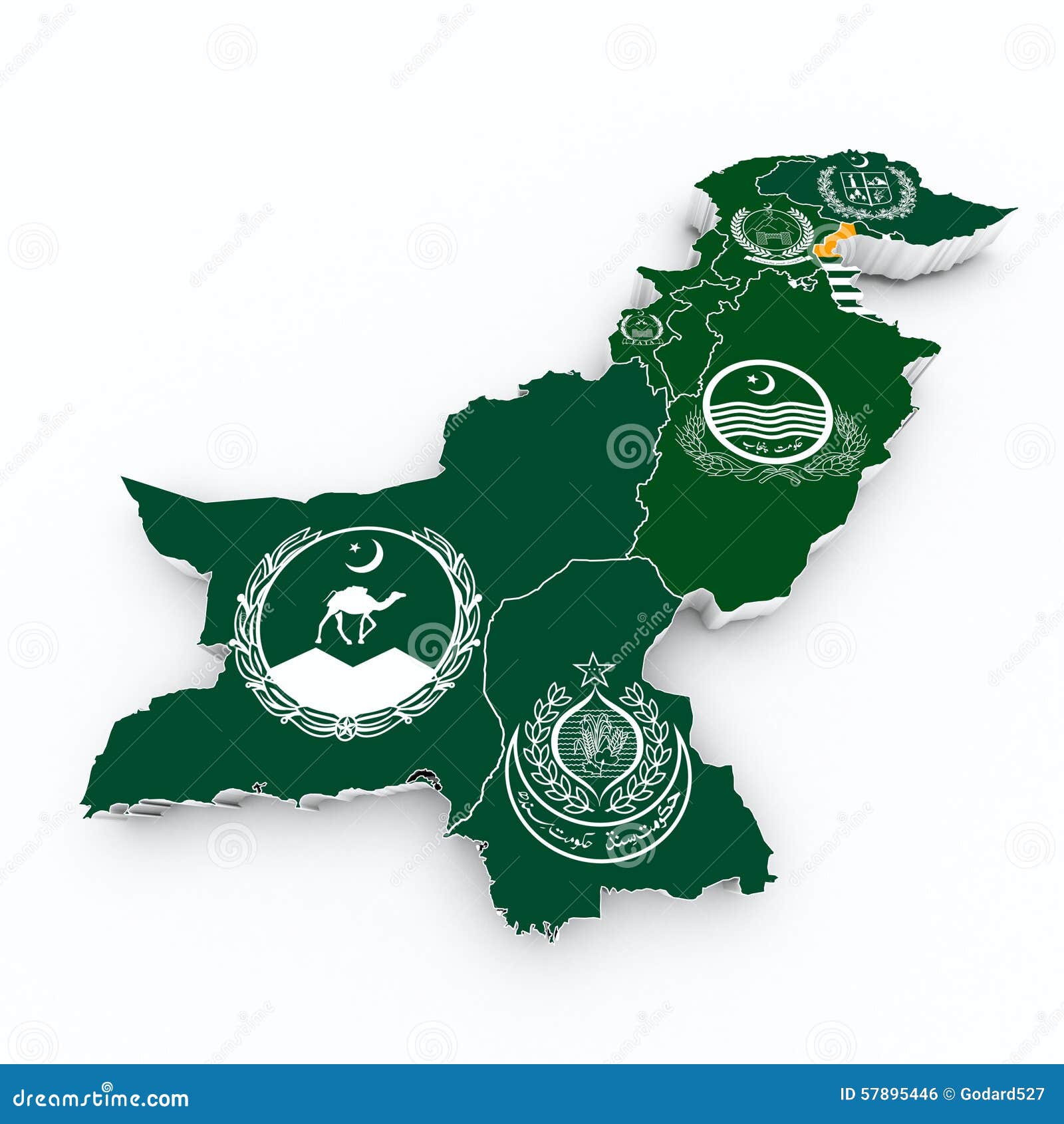 Pakistan Province Flags on 3d Map Stock Illustration - Illustration of ...