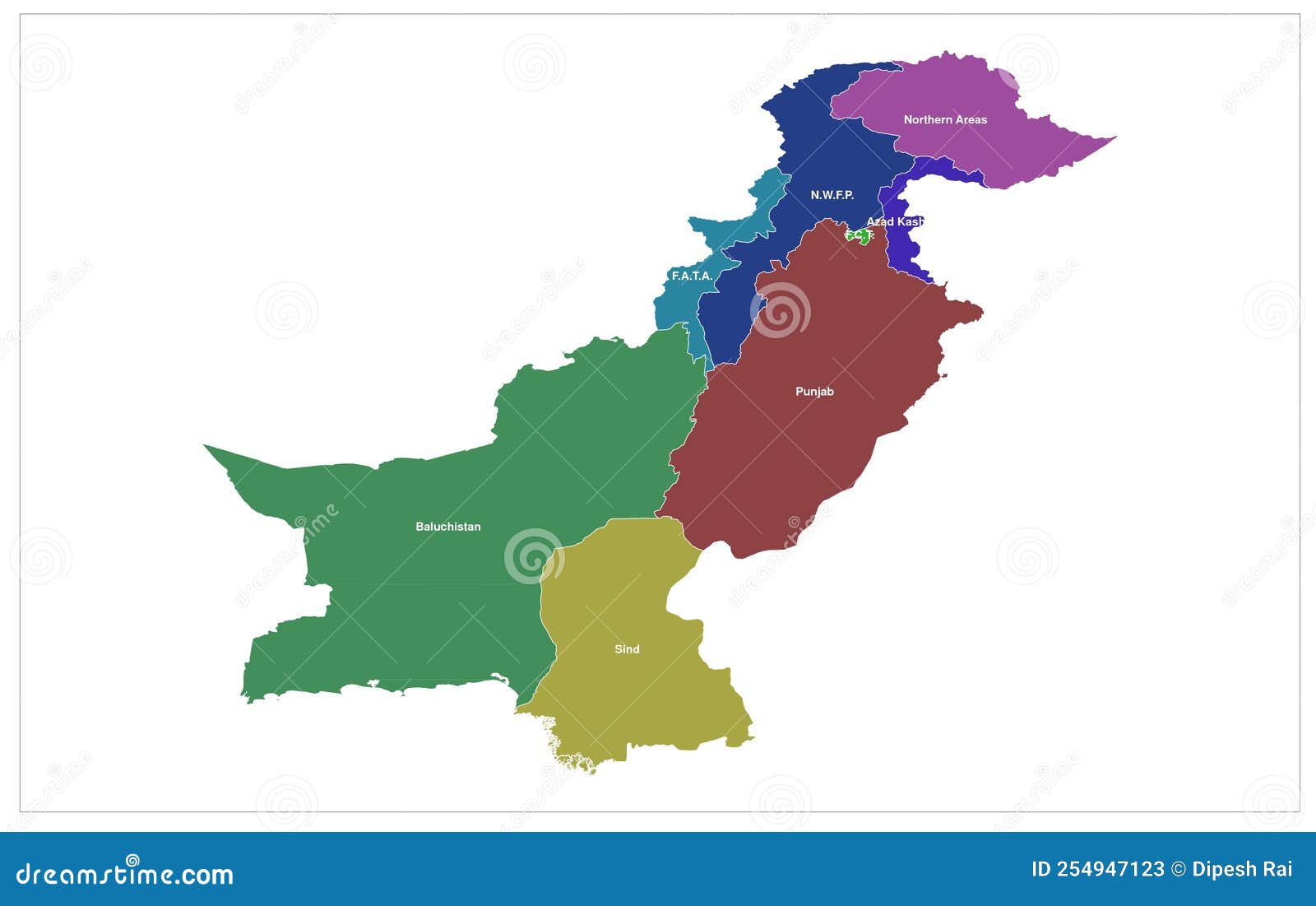 Pakistan Province Map Vector Illustration with Name Stock Vector ...