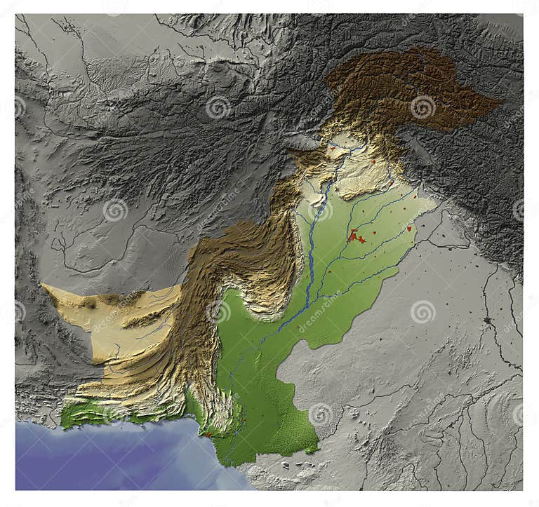 Pakistan, relief map stock illustration. Illustration of earth - 3034160