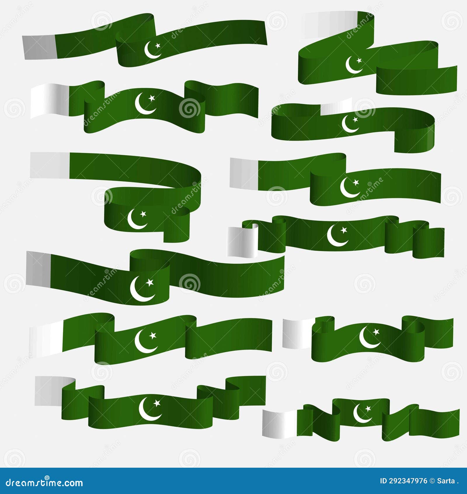 Pakistan Ribbon Flag Vector Bundle Set Stock Illustration ...