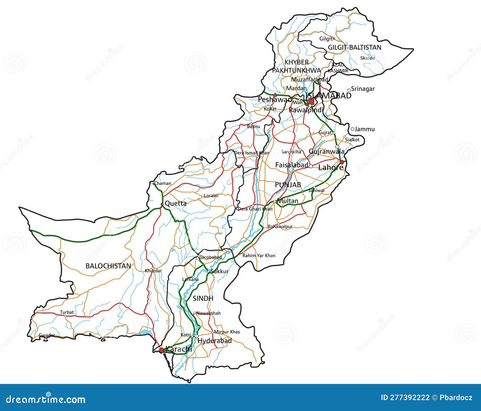 Pakistan Road and Highway Map. Stock Vector - Illustration of country ...
