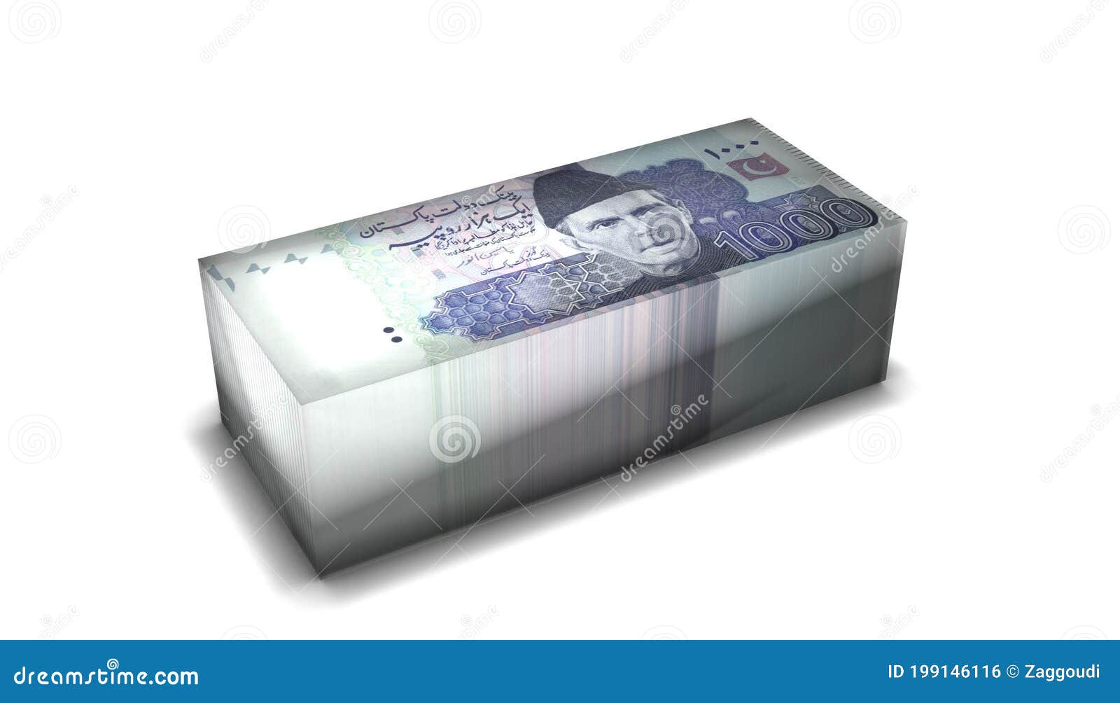 Pakistan Rupee Banknotes Money Stack on White Background Stock ...