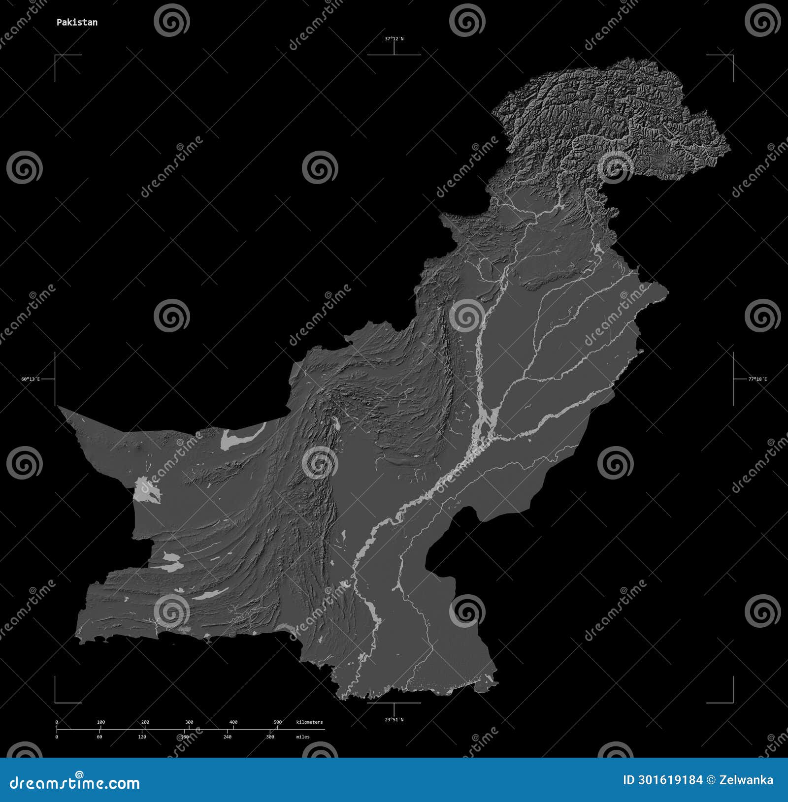 Pakistan Shape on Black. Bilevel Stock Illustration - Illustration of ...