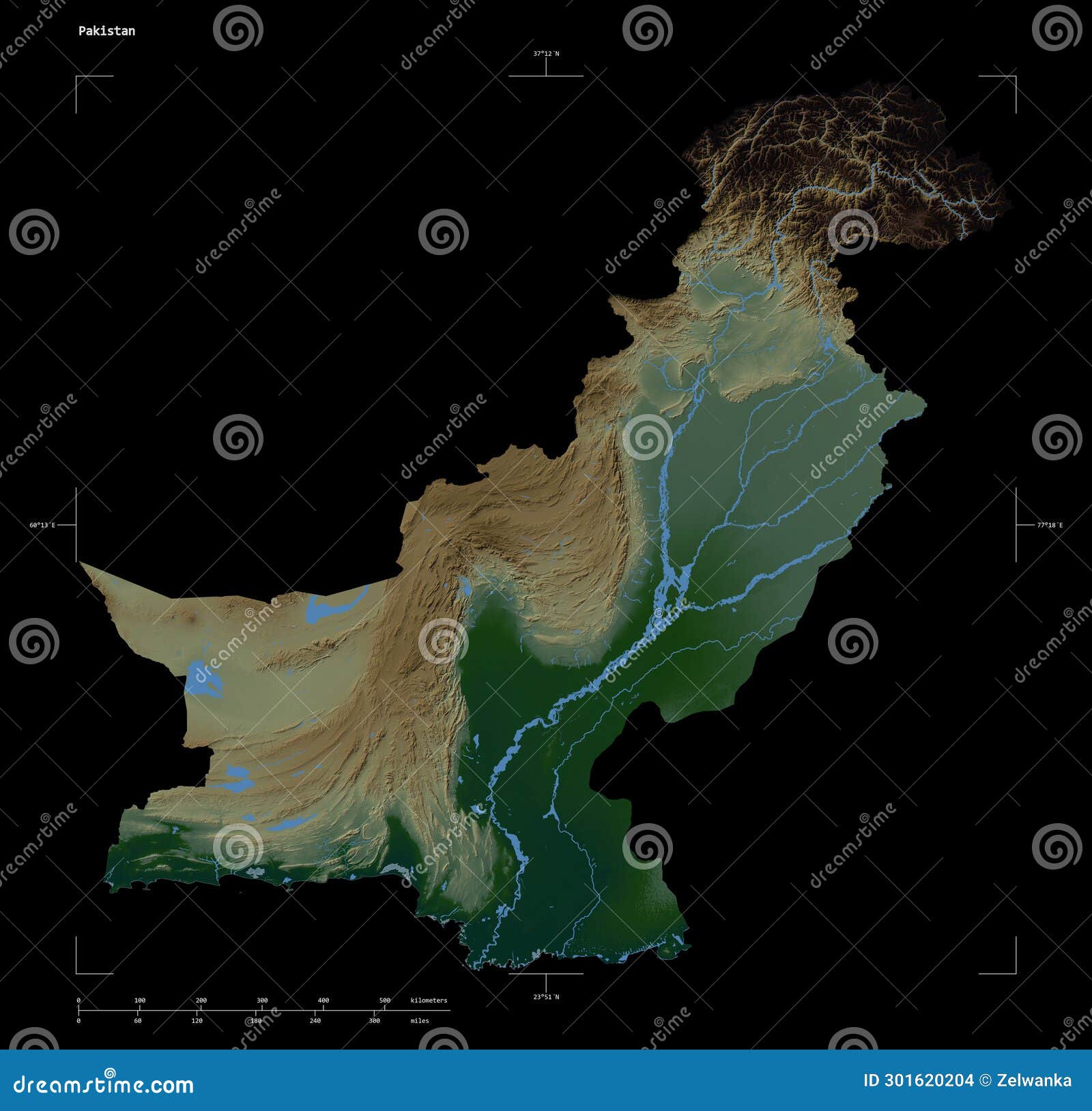 Pakistan Shape on Black. Physical Stock Illustration - Illustration of ...