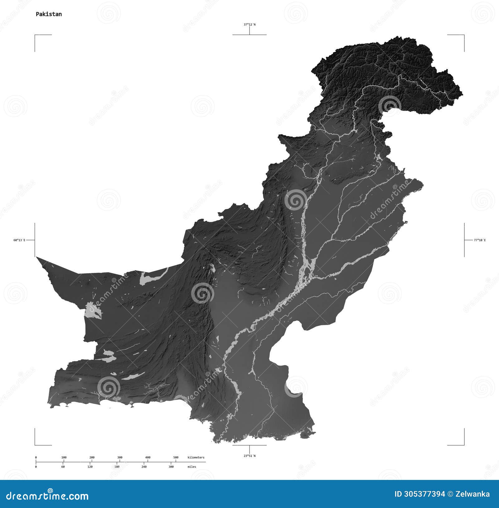 Pakistan Shape on White. Grayscale Stock Illustration - Illustration of ...