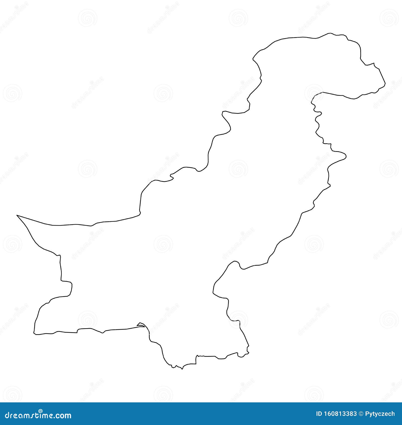 Pakistan - Solid Black Outline Border Map of Country Area. Simple Flat ...