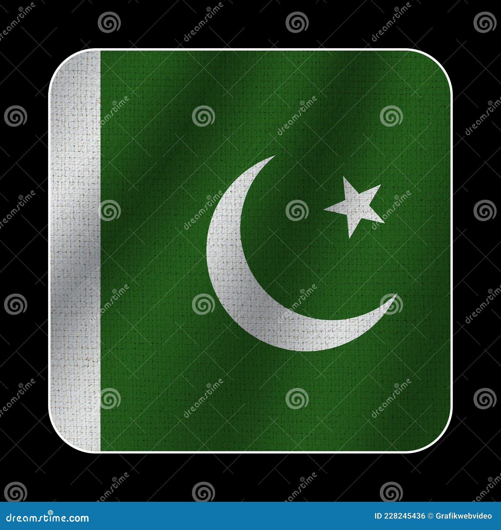 Pakistan Square Flag, Fabric Pattern Texture, Black Background, 3D ...
