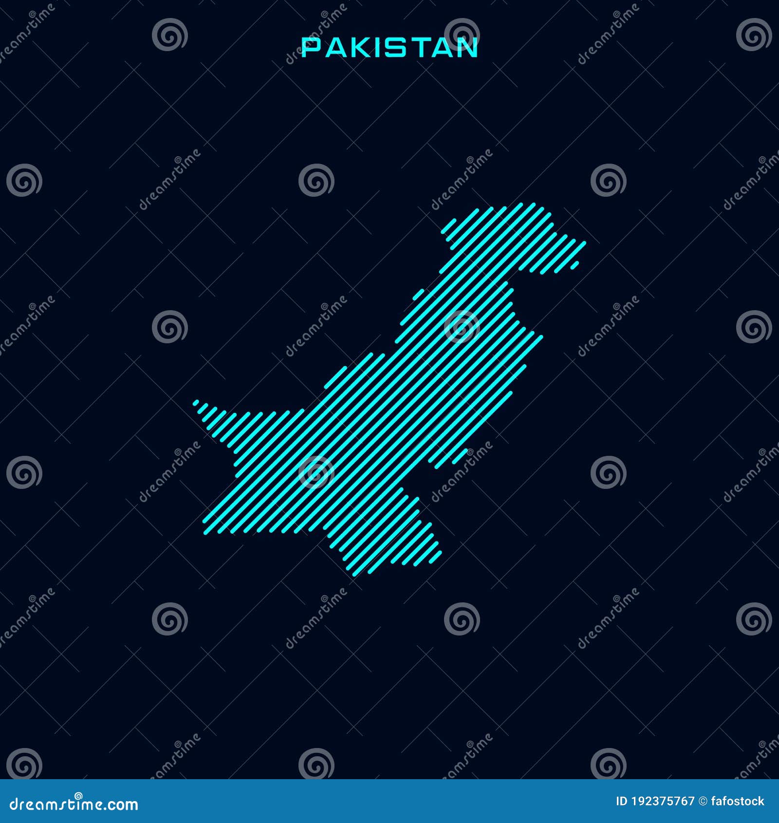 Pakistan Striped Map Vector Design Template with Blue Background. Stock ...