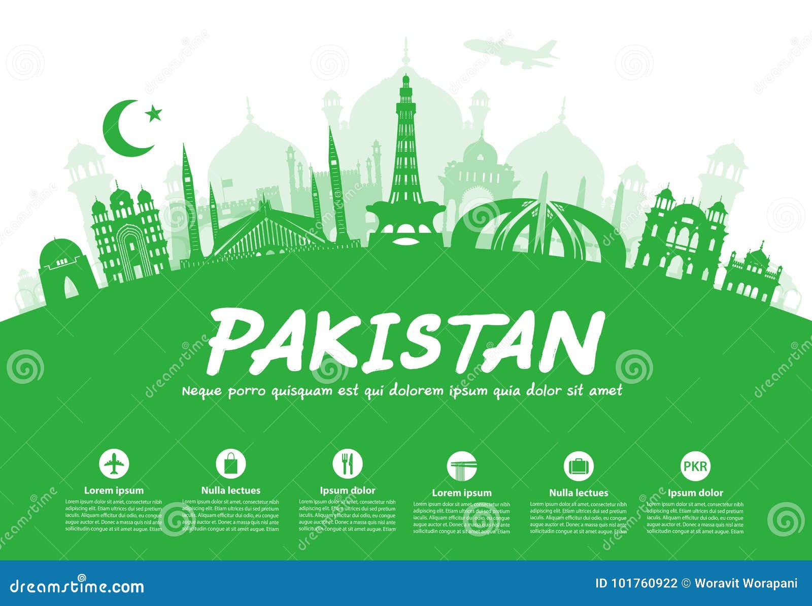 Pakistan Travel Landmarks. stock vector. Illustration of islam - 101760922