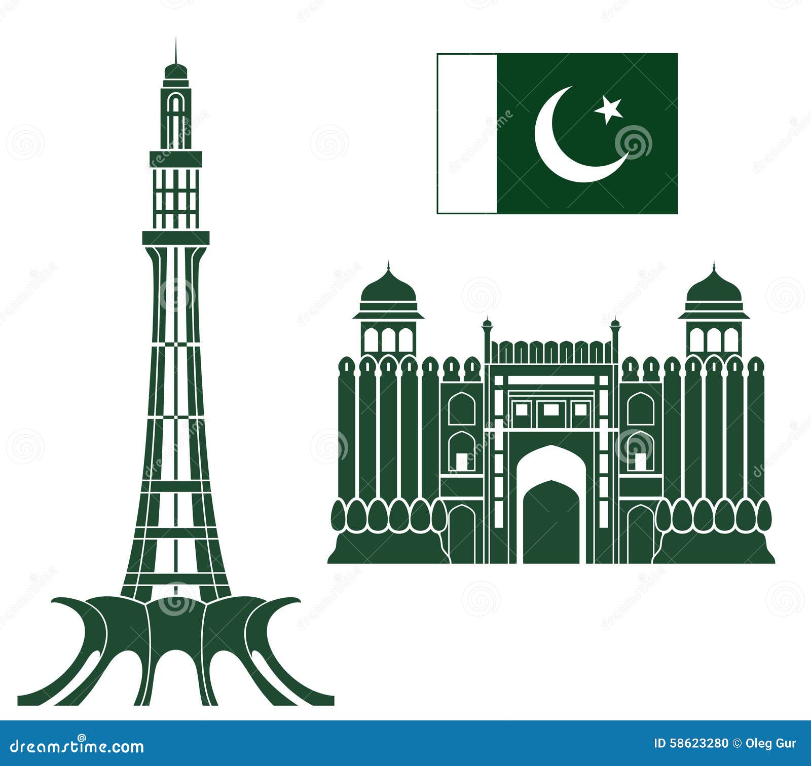 Pakistan stock vector. Illustration of pakistan, monument - 58623280