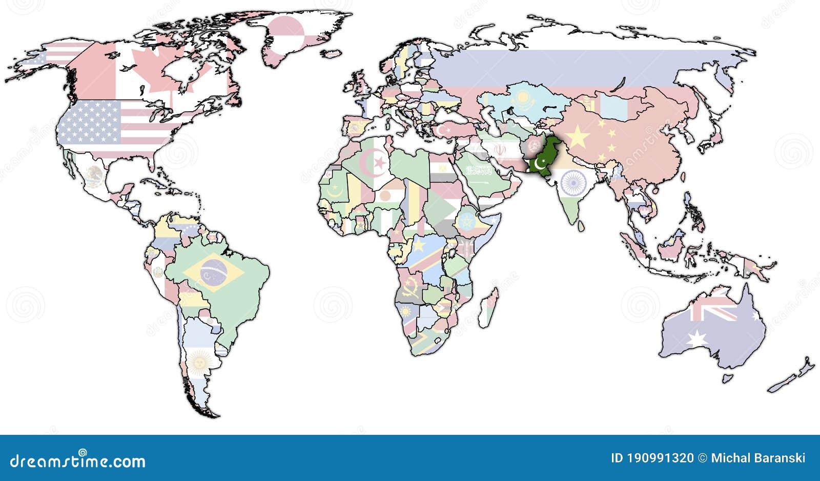 Pakistan on world map stock illustration. Illustration of pakistan ...