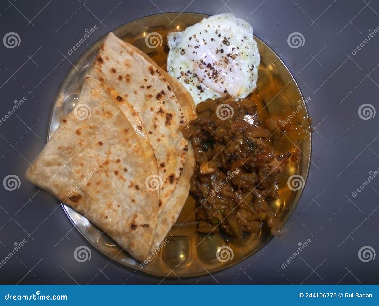 Pakistani Breakfast Egg Paratha Roti Stock Photo - Image of snack ...