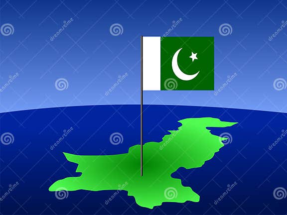 Pakistani flag on map stock vector. Illustration of post - 2971840