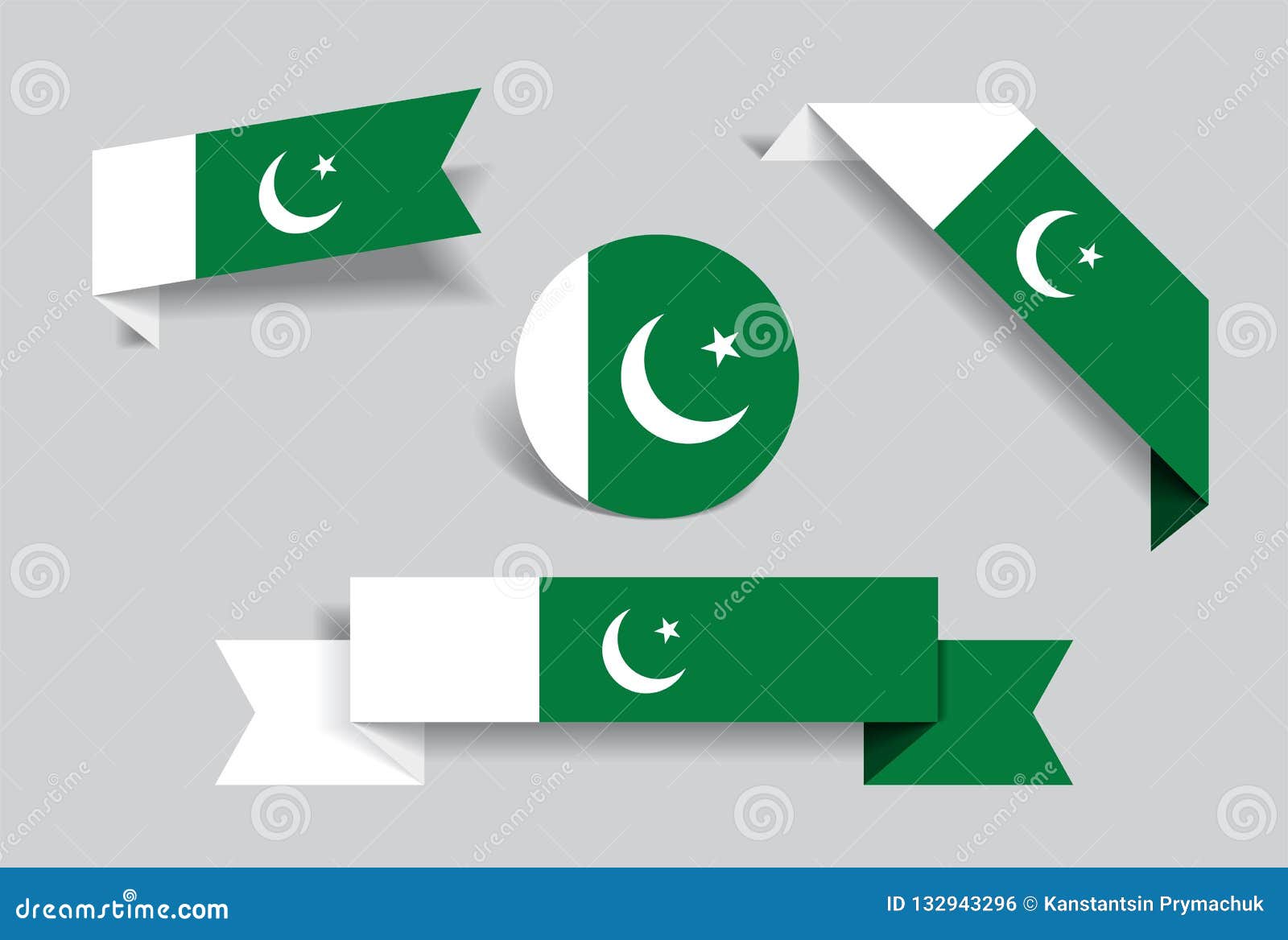 Pakistani Flag Stickers and Labels. Vector Illustration. Stock Vector ...