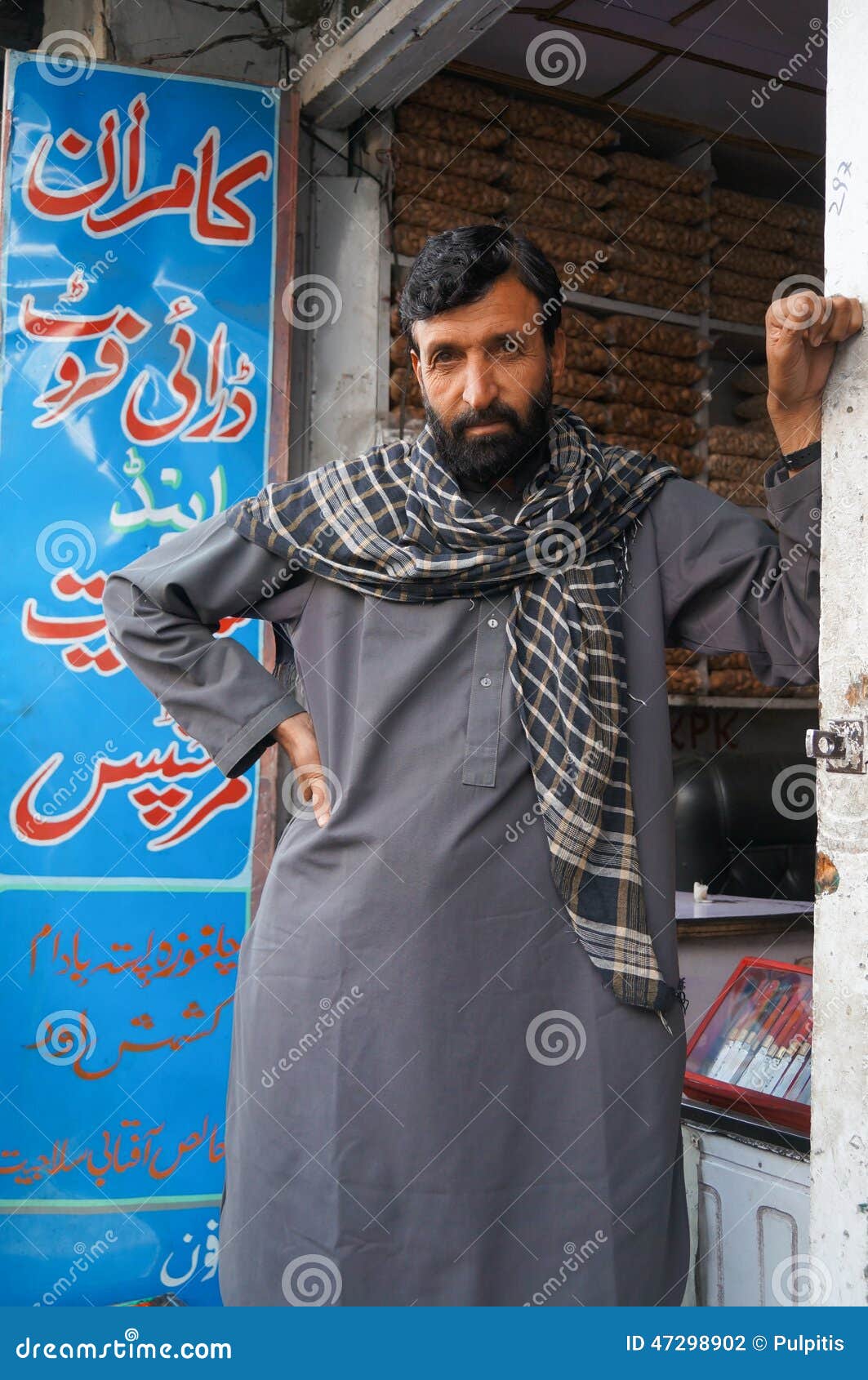 Pakistani Man in Front of Nut Shop in Gilgit,Northern Pakistan ...
