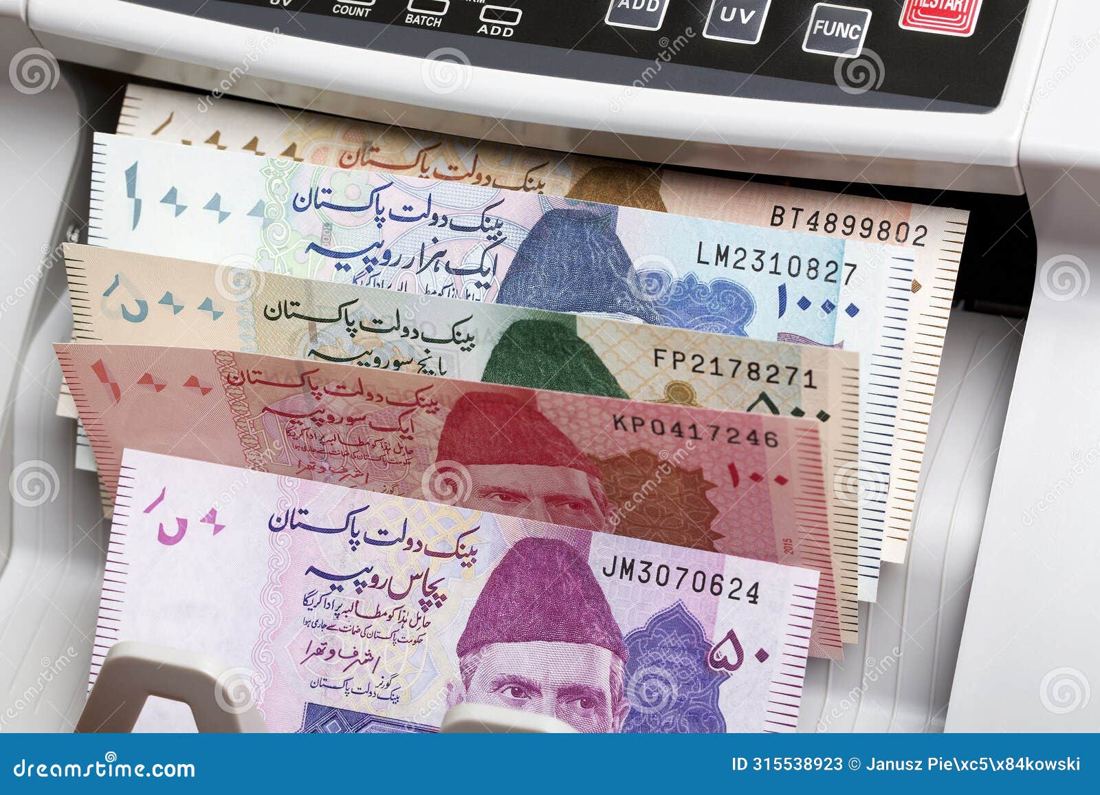 Pakistani Rupee in a Counting Machine Stock Image - Image of note ...