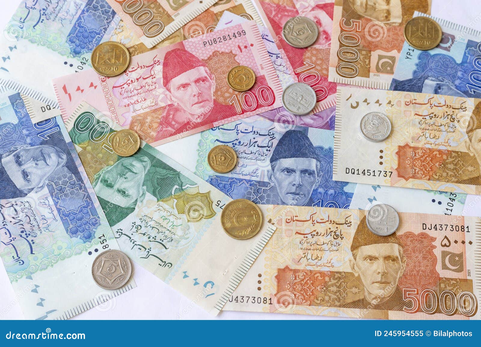 Pakistani Paper Currency Notes with Coins Stock Image - Image of ...