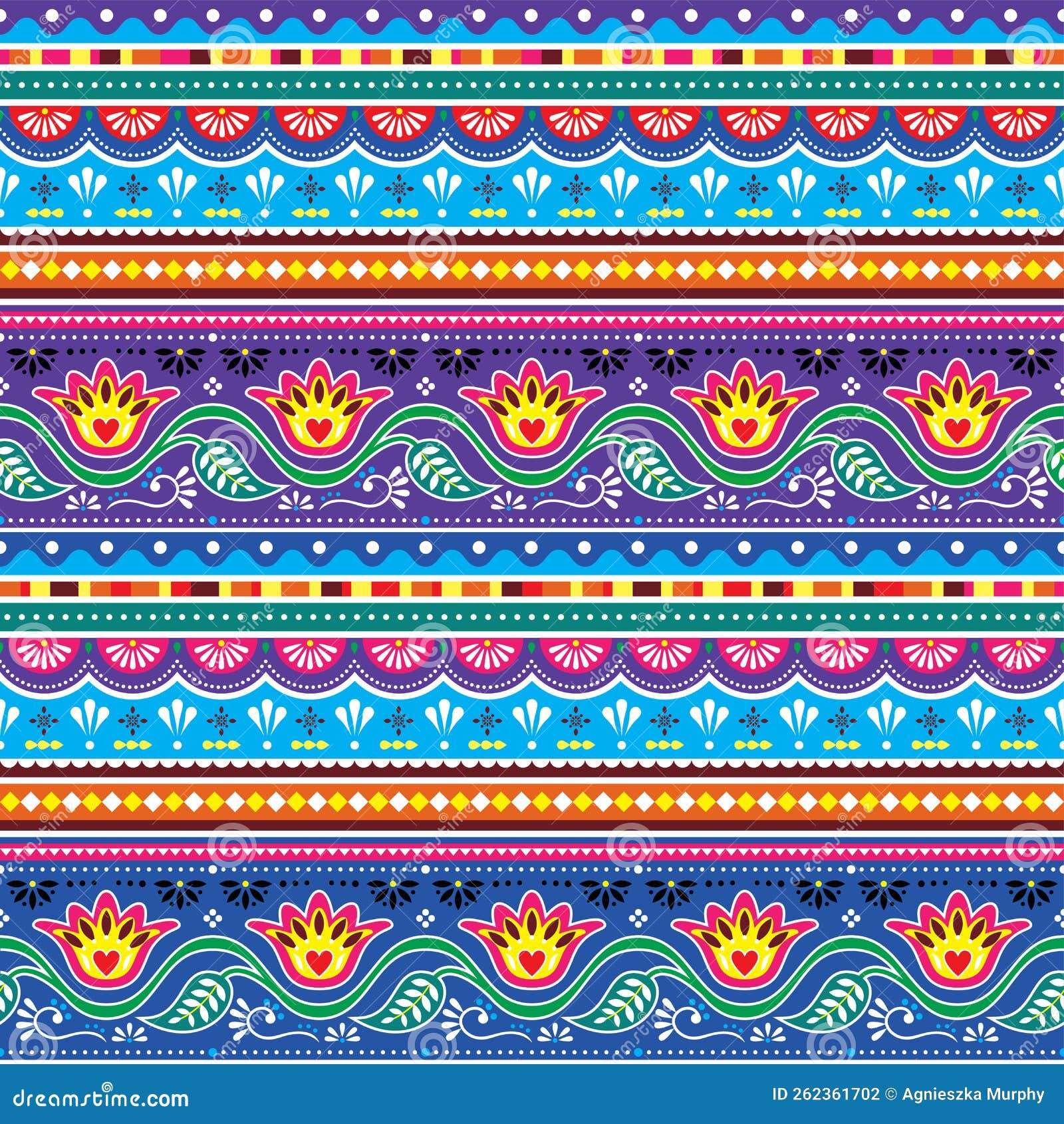Pakistani Truck Art Vector Seamless Textile or Wallpaper Pattern ...