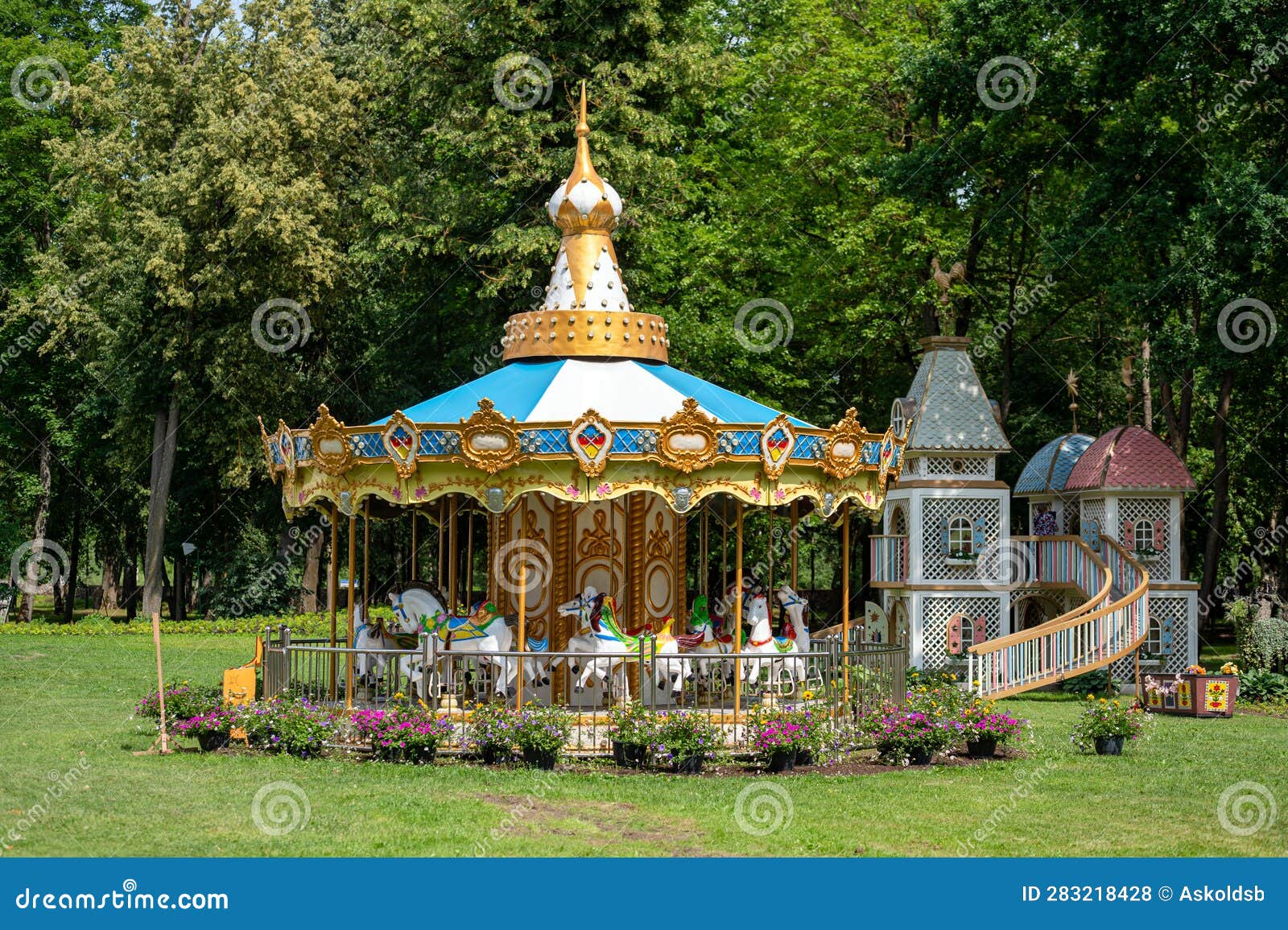 A Very Old Amusement Carousel. Interior Element of the Manor Territory ...
