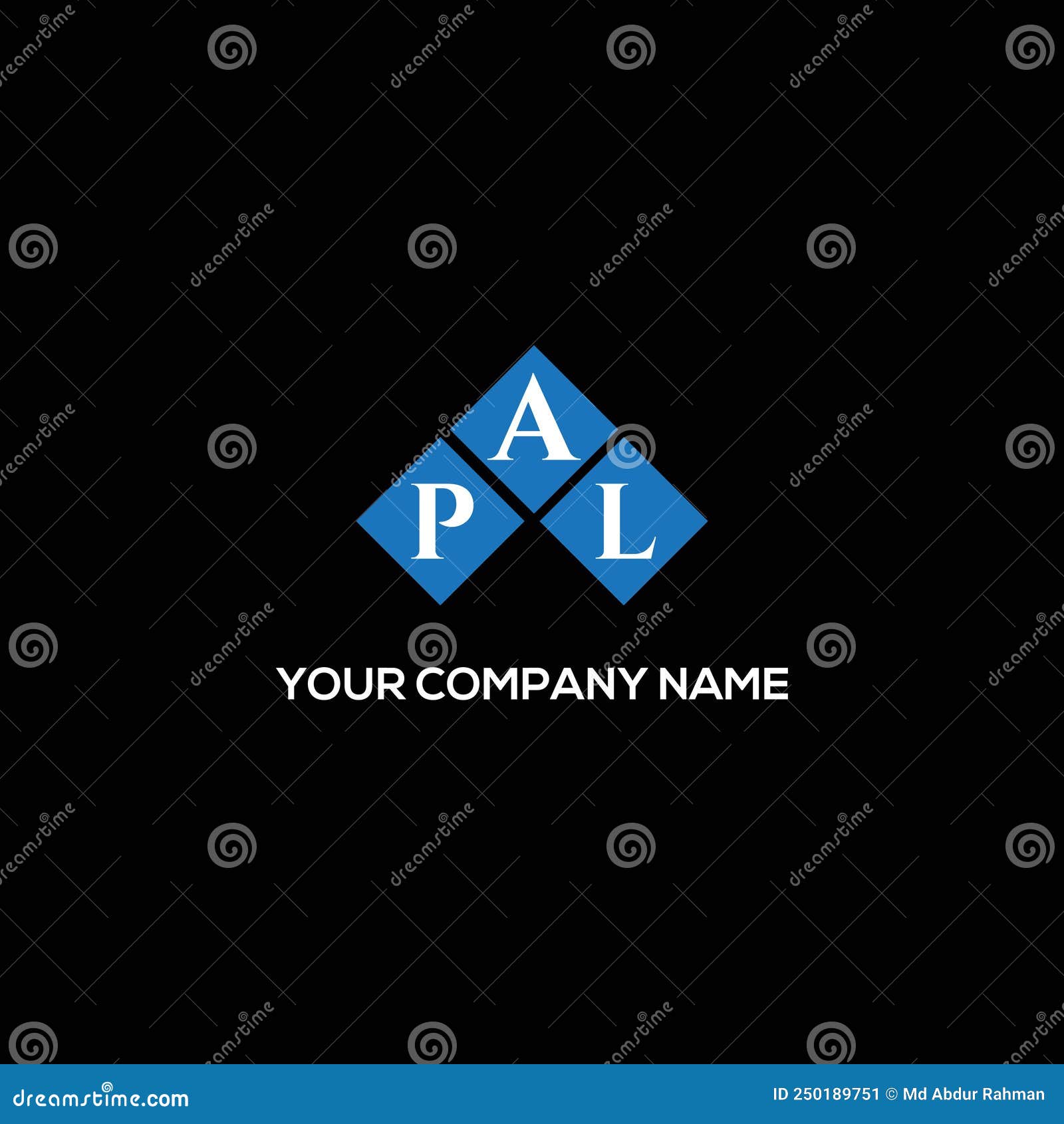 PAL Letter Logo Design on BLACK Background. PAL Creative Initials ...