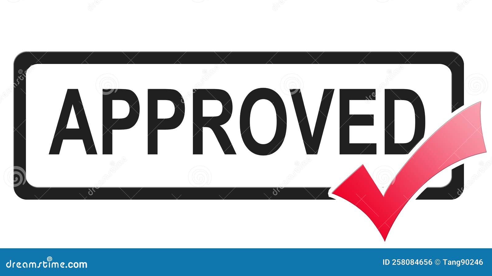 Palabra Aprobada Con Marca De Verificación Roja Aislada Stock de ...