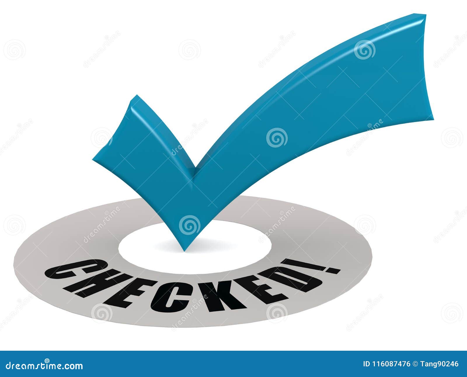 Palabra Comprobada Y Marca De Verificación Azul Stock de ilustración ...