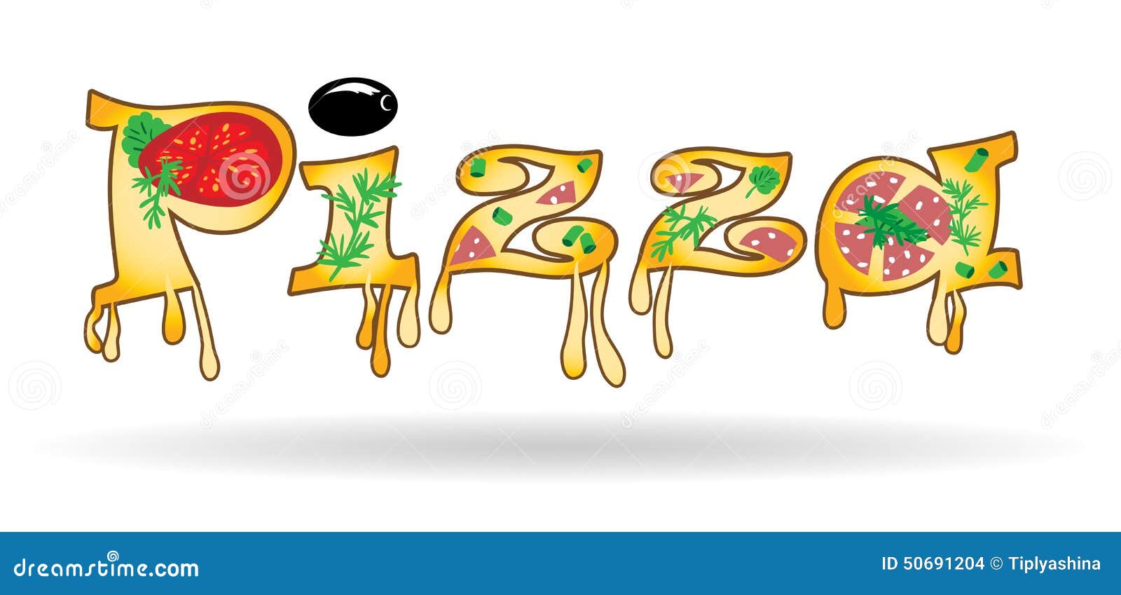 Palabra De Las Letras De La Pizza Ilustración del Vector - Ilustración ...