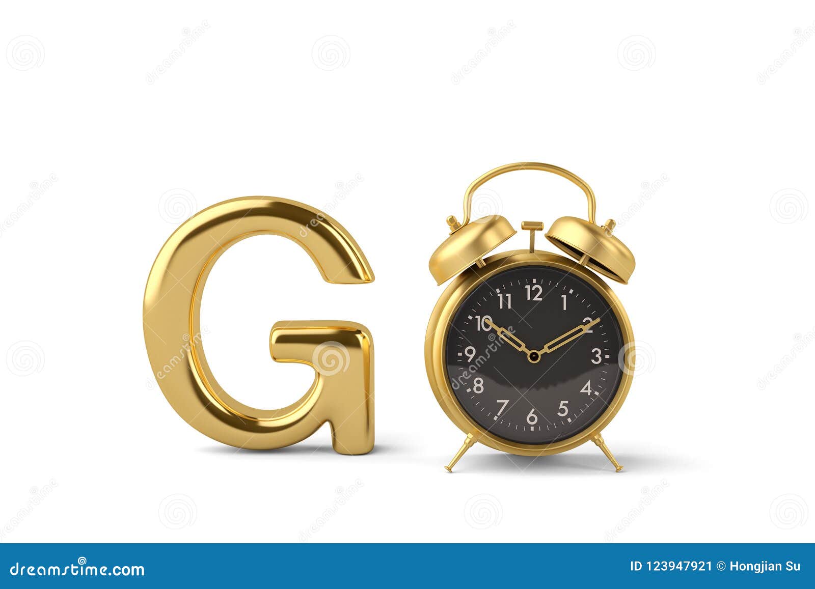 Palabra Del Oro Y Ejemplo Del Reloj 3D Stock de ilustración ...
