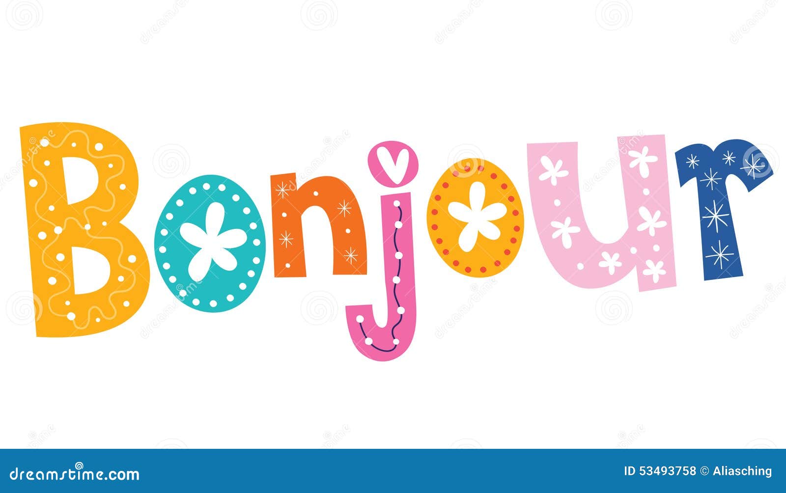 Palabra francesa Bonjour ilustración del vector. Ilustración de hola ...