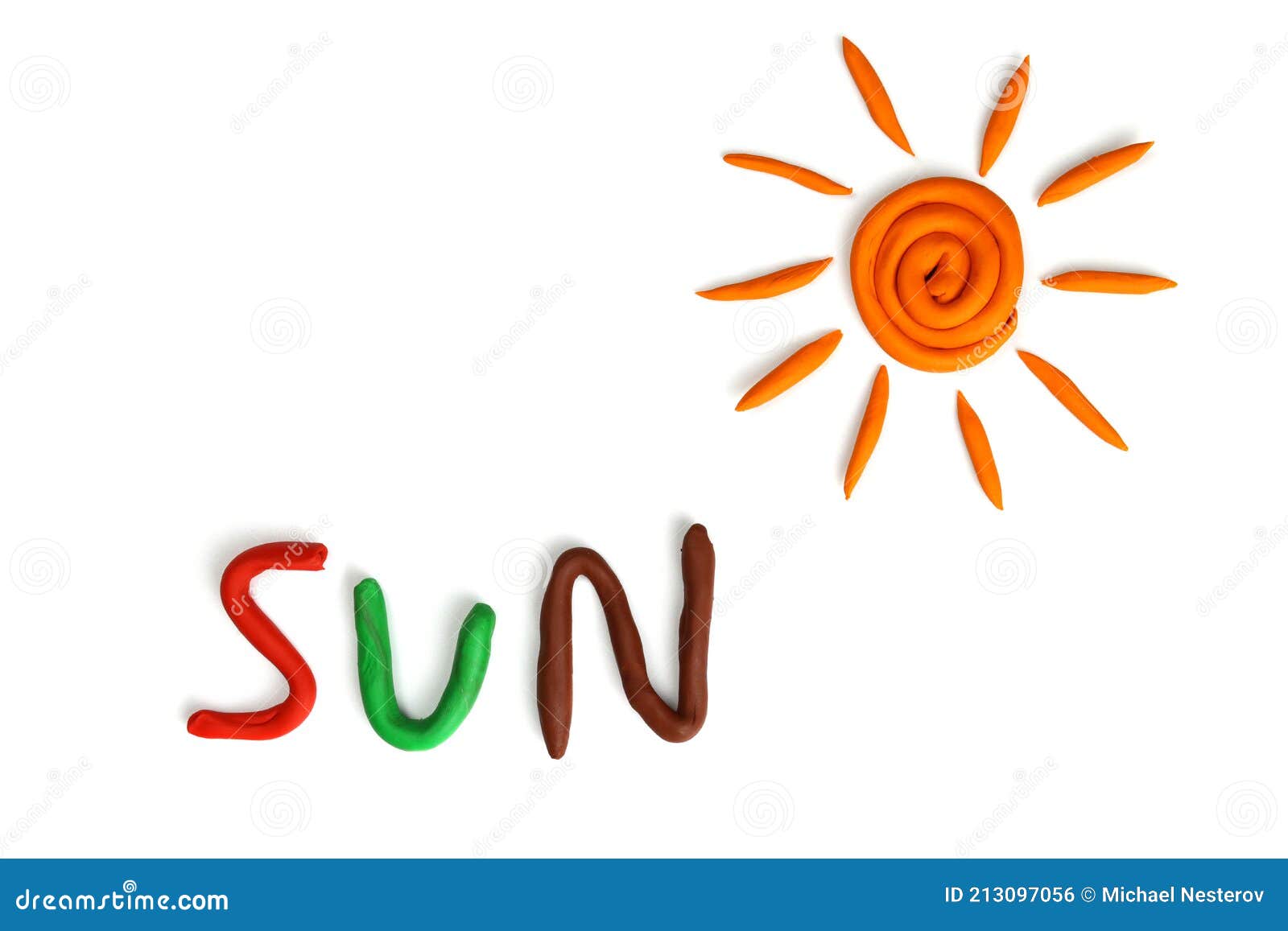 Palabra Sol Hecha De Plastilina Aislada Sobre Blanco Foto de archivo ...