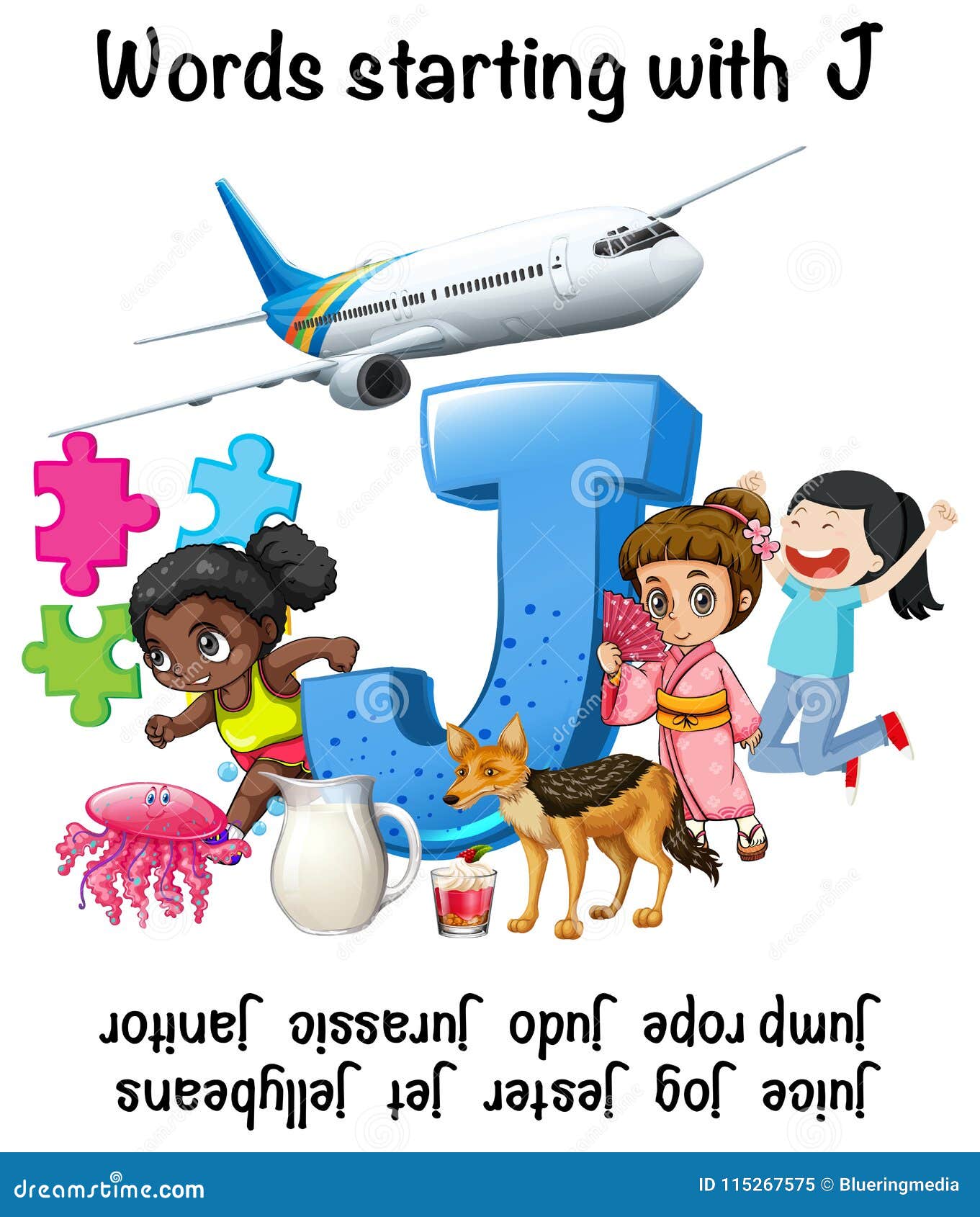 Palabras Que Comienzan Con La Letra J Ilustración del Vector ...