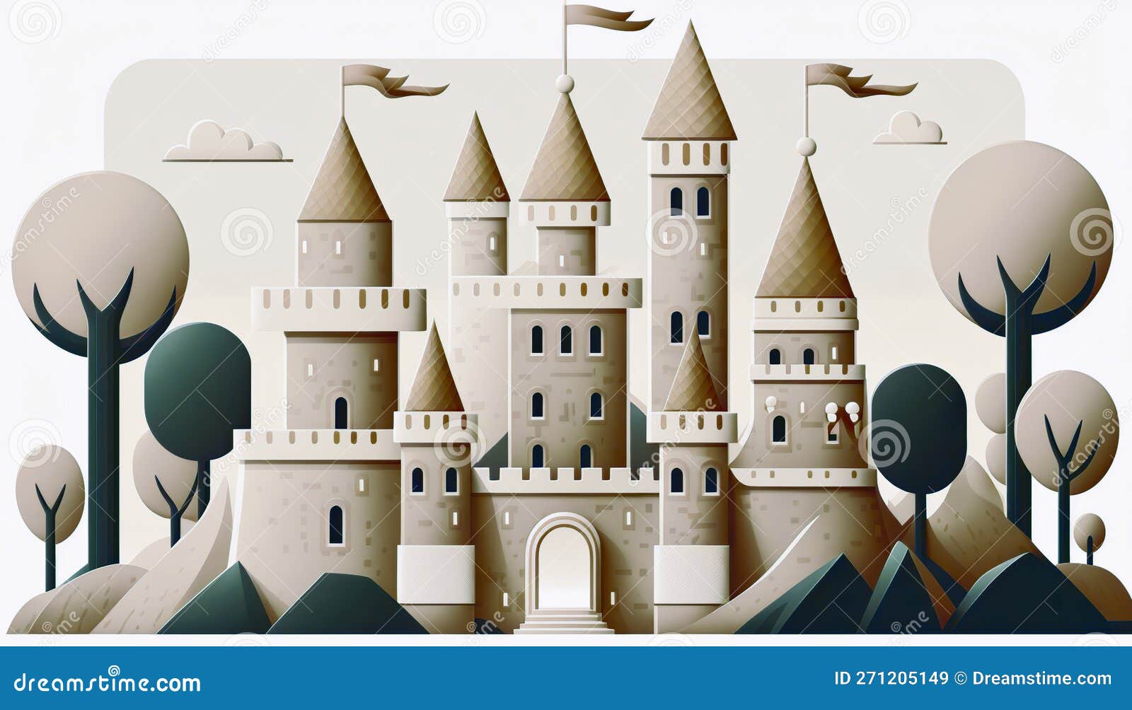 Palace with Cartoon Towers AI Generated Stock Illustration ...
