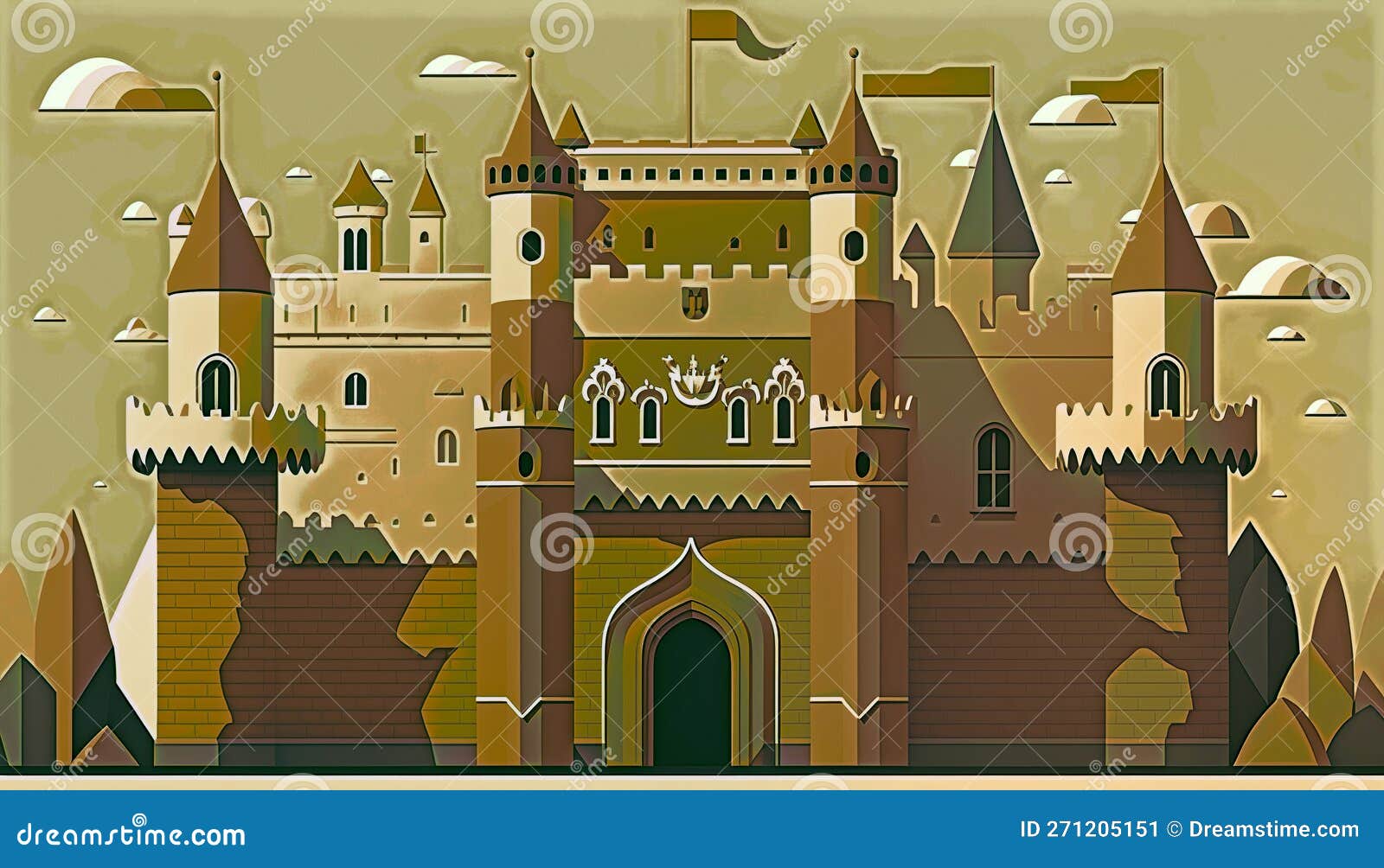 Palace with Cartoon Turrets AI Generated Stock Illustration ...