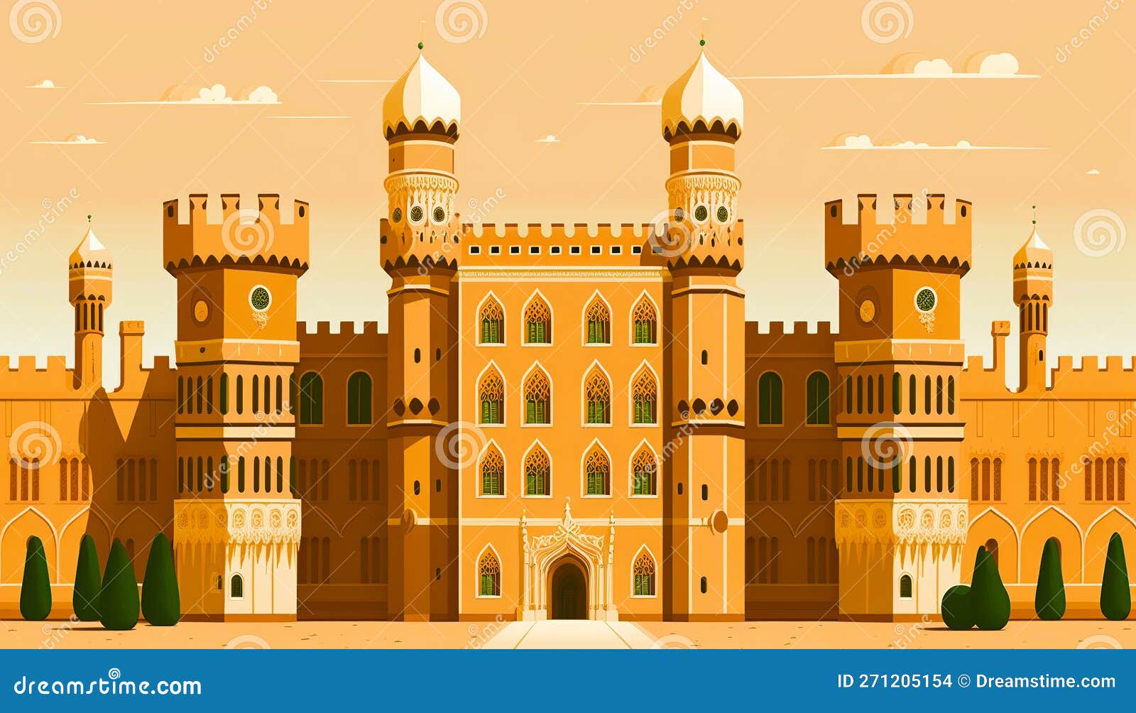 Palace with Cartoon Turrets Art AI Generated Stock Illustration ...